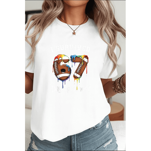 Football Drip Survived 67 Days of School Funny Teacher up to Size 5XL ...