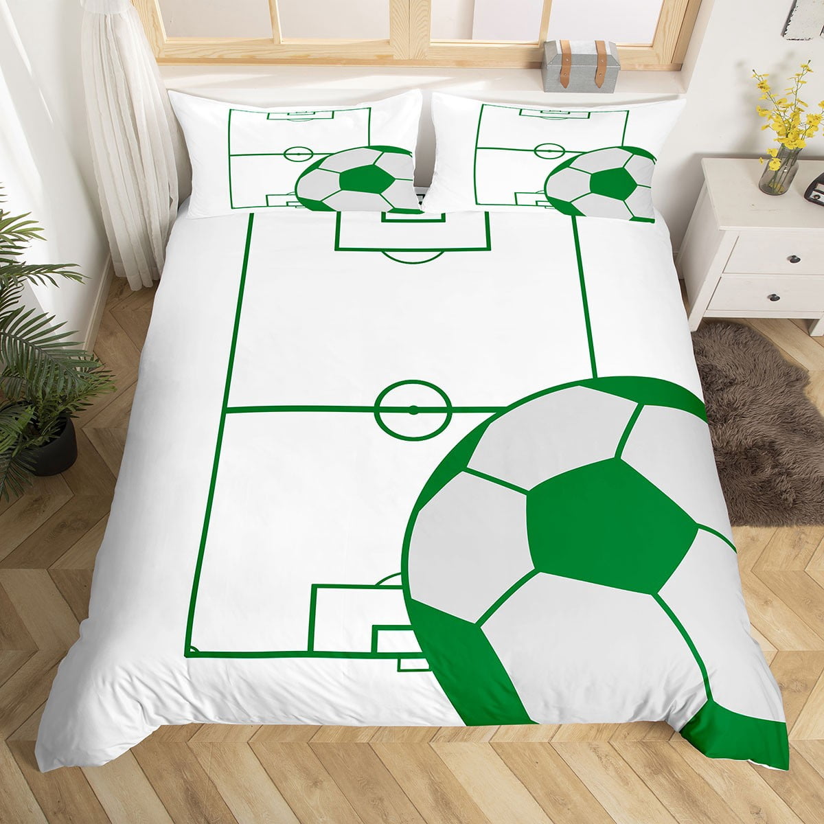 Football Duvet Cover Queen Size Kids Soccer Bedding Set for Boys Girls ...