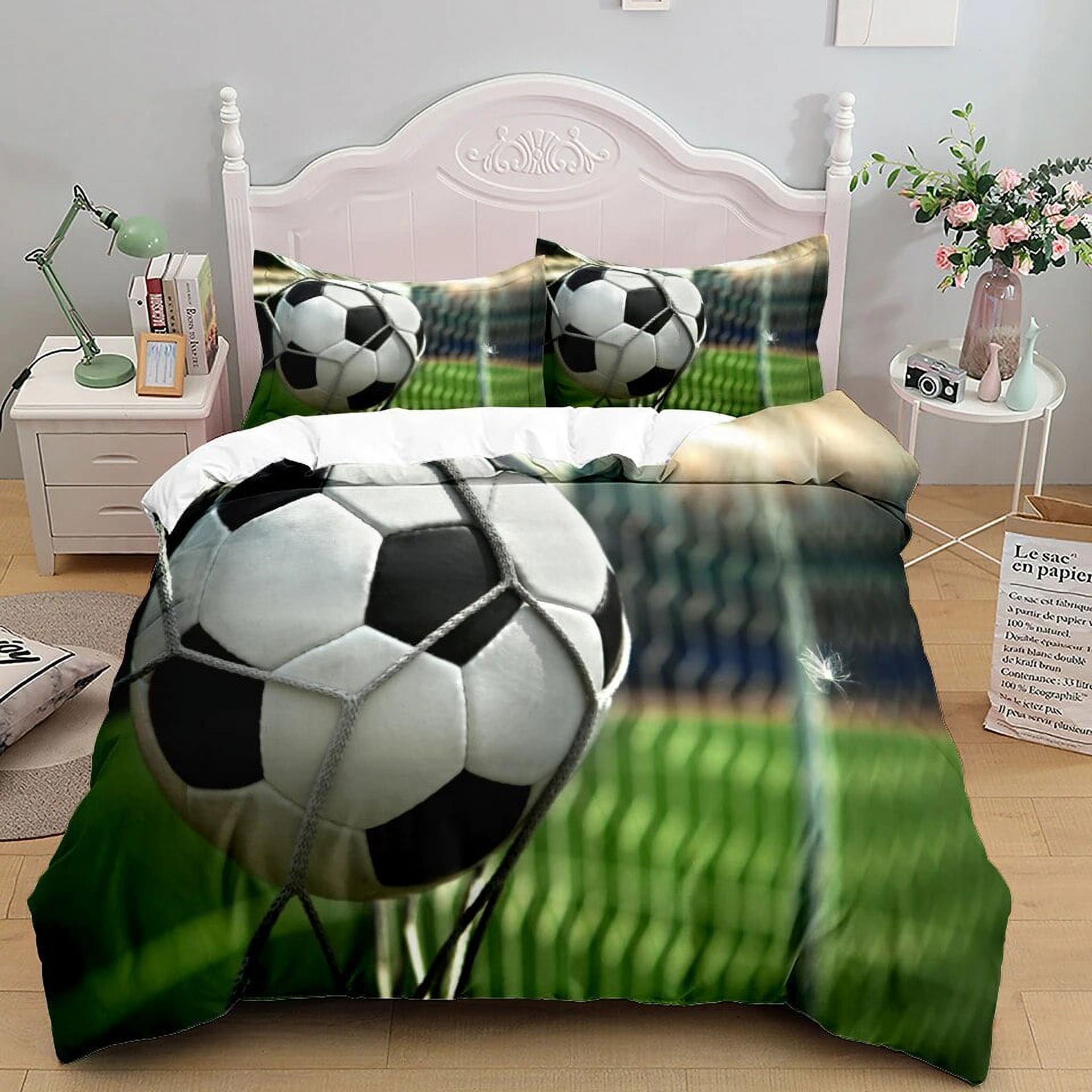 Football Duvet Cover Set 3D Soccer Printed Boys Teens Bedding Set ...