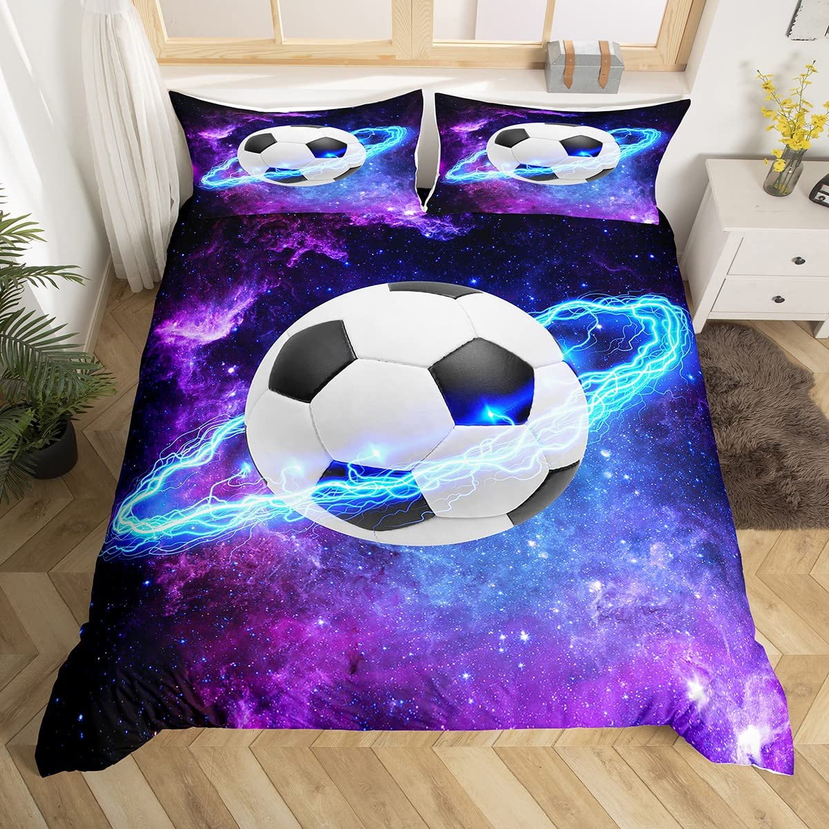 Football Duvet Cover Set Hand Drawn Sketch Soccer Flag Network Team ...