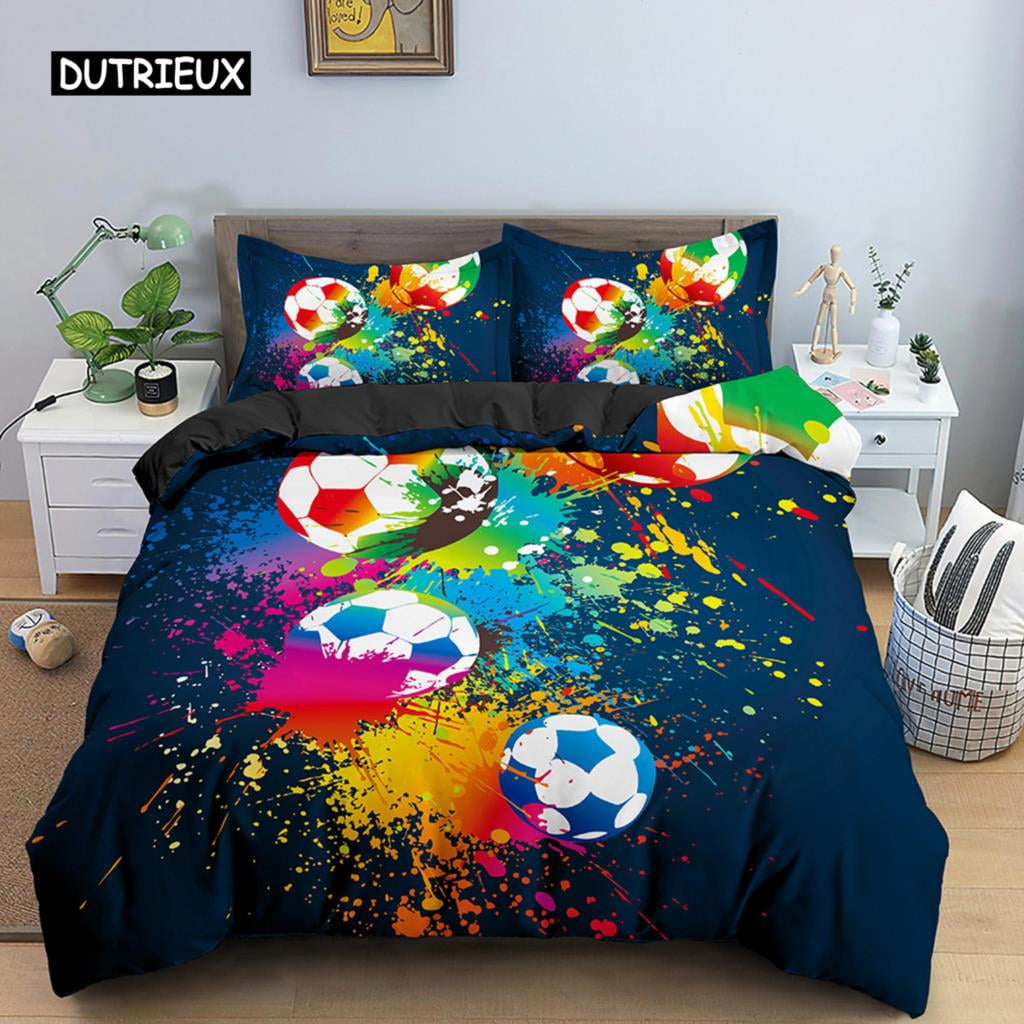 Football Duvet Cover Set Soccer Bedding Set for Boy Teen Microfiber ...