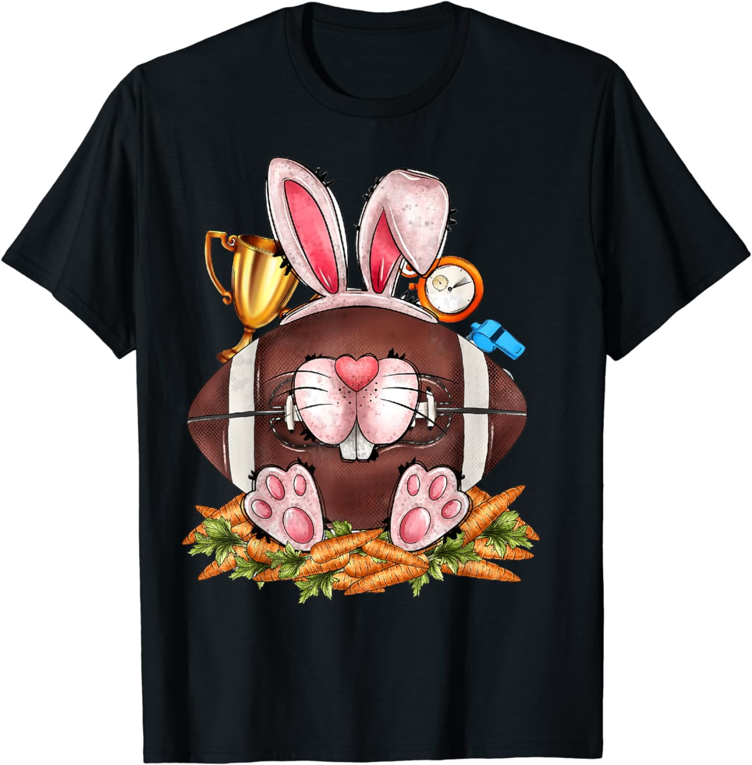 Football Easter Day Bunny Ears Easter Eggs Hunting Basket T-Shirt ...
