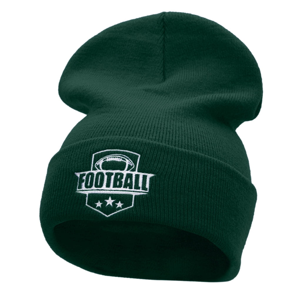 Football Embroidered 12 Inch Long Knitted Beanie - Dark Green OSFM ...