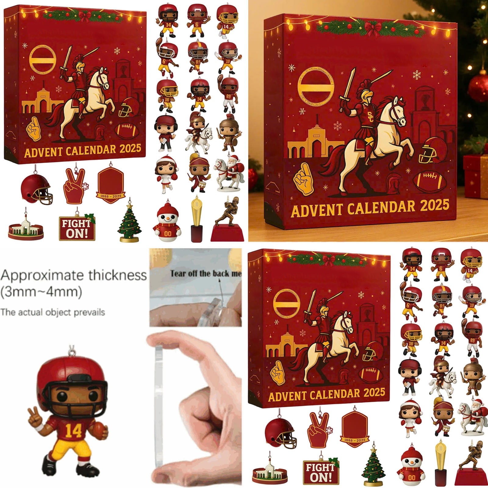 Football Fan Advent Calendar 2025 - 24 Day Holiday Countdown with Red ...