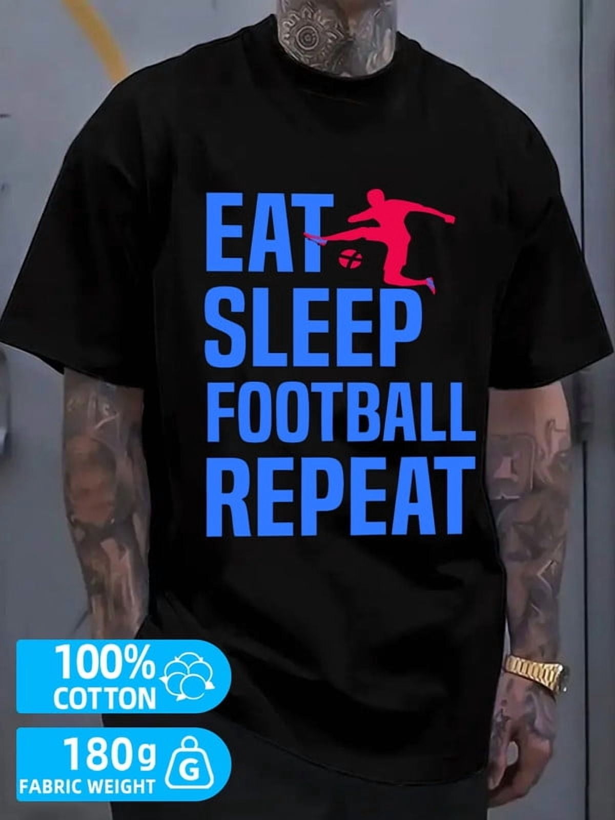Football Fan Tee men black 180G 100% Cotton Daily and weekend wear ...