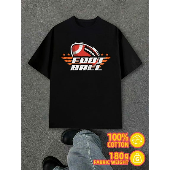 Football Fan Tee men's black 180G 100% Cotton Fashionable summer T ...