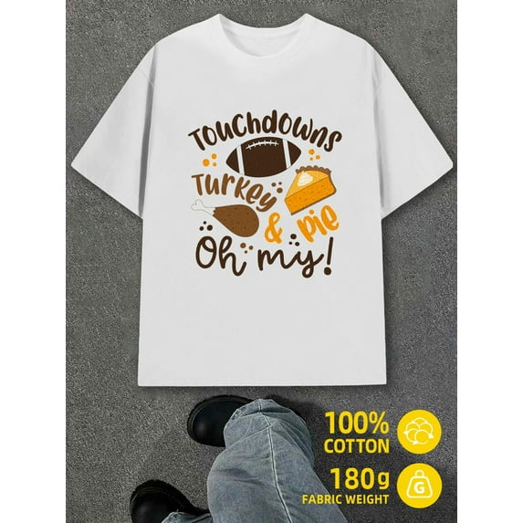 Football Feast Tee men's white 180G 100% Cotton Daytime and weekend ...