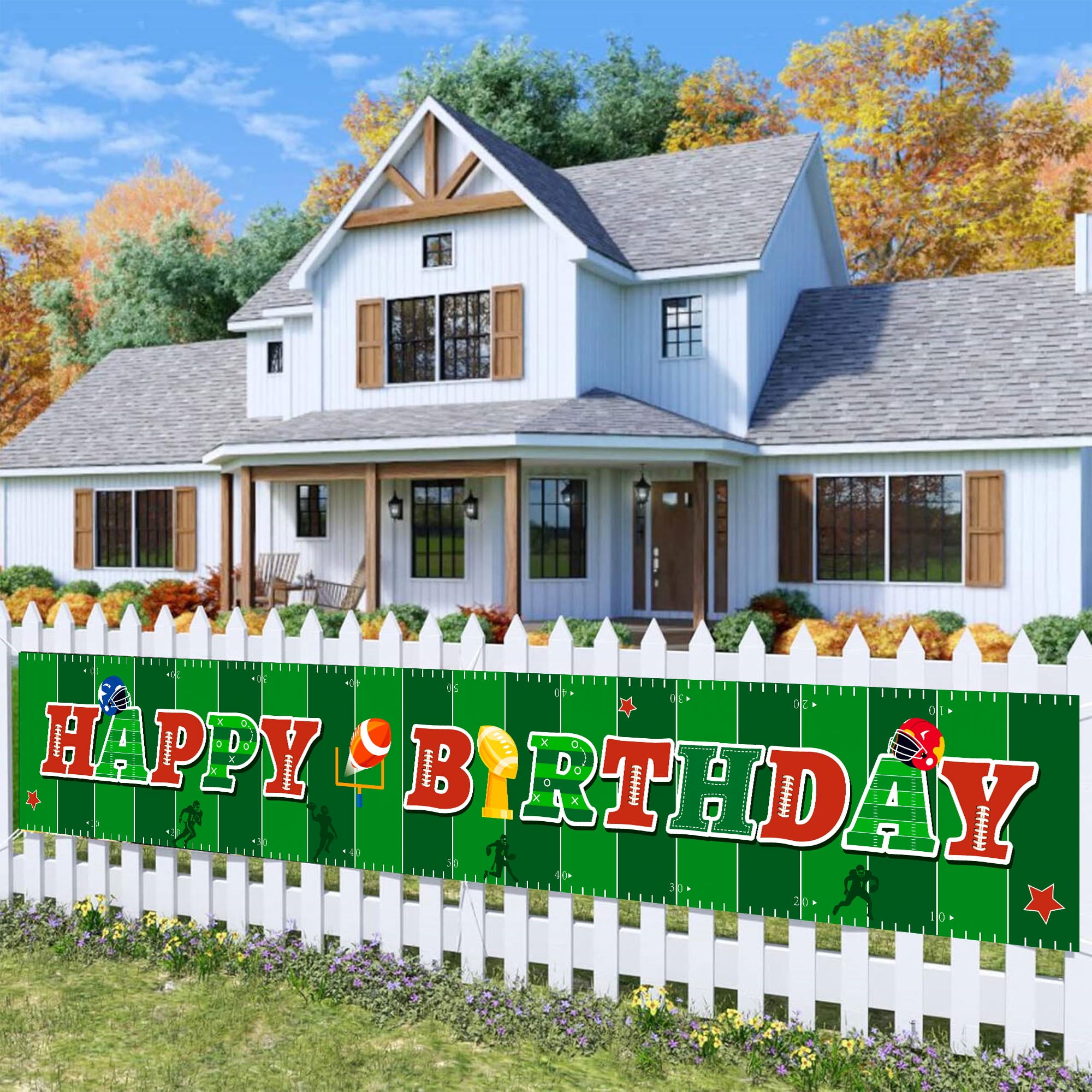 Football Fence Banner, 118 x 19.6'' Large Rugby Outdoor Yard Garden ...