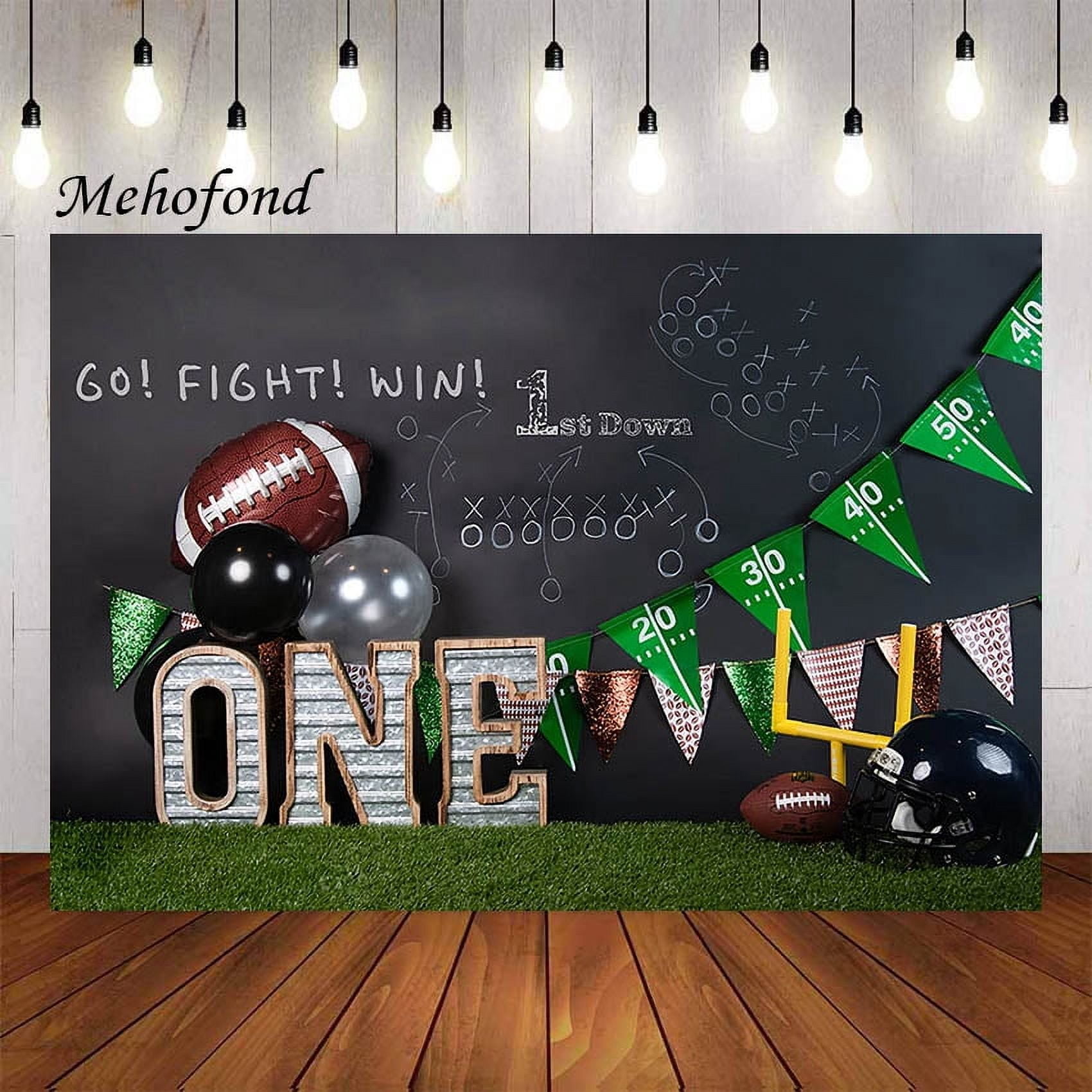 Football Field First Down Boy 1st Birthday Party Cake Smash r Backdrop ...