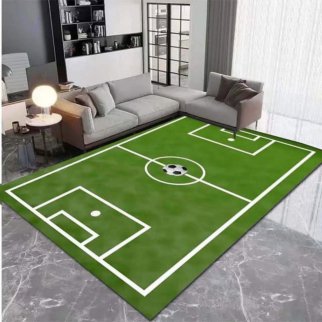 Football Field Gaming Rug Soccer Themed Carpet Non-Slip Soft Foot Mat ...