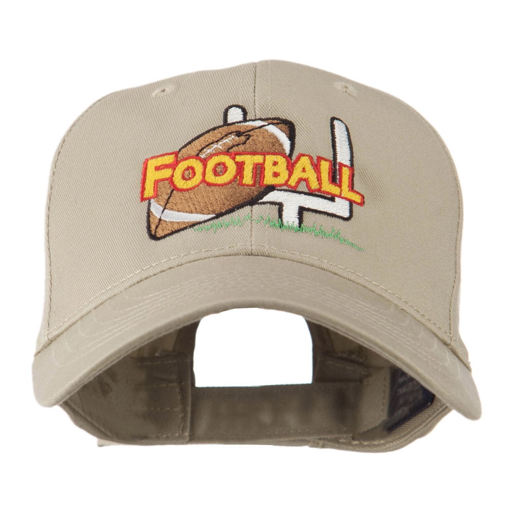 Football Field Goal Post and Ball Embroidered Cap - Khaki OSFM ...
