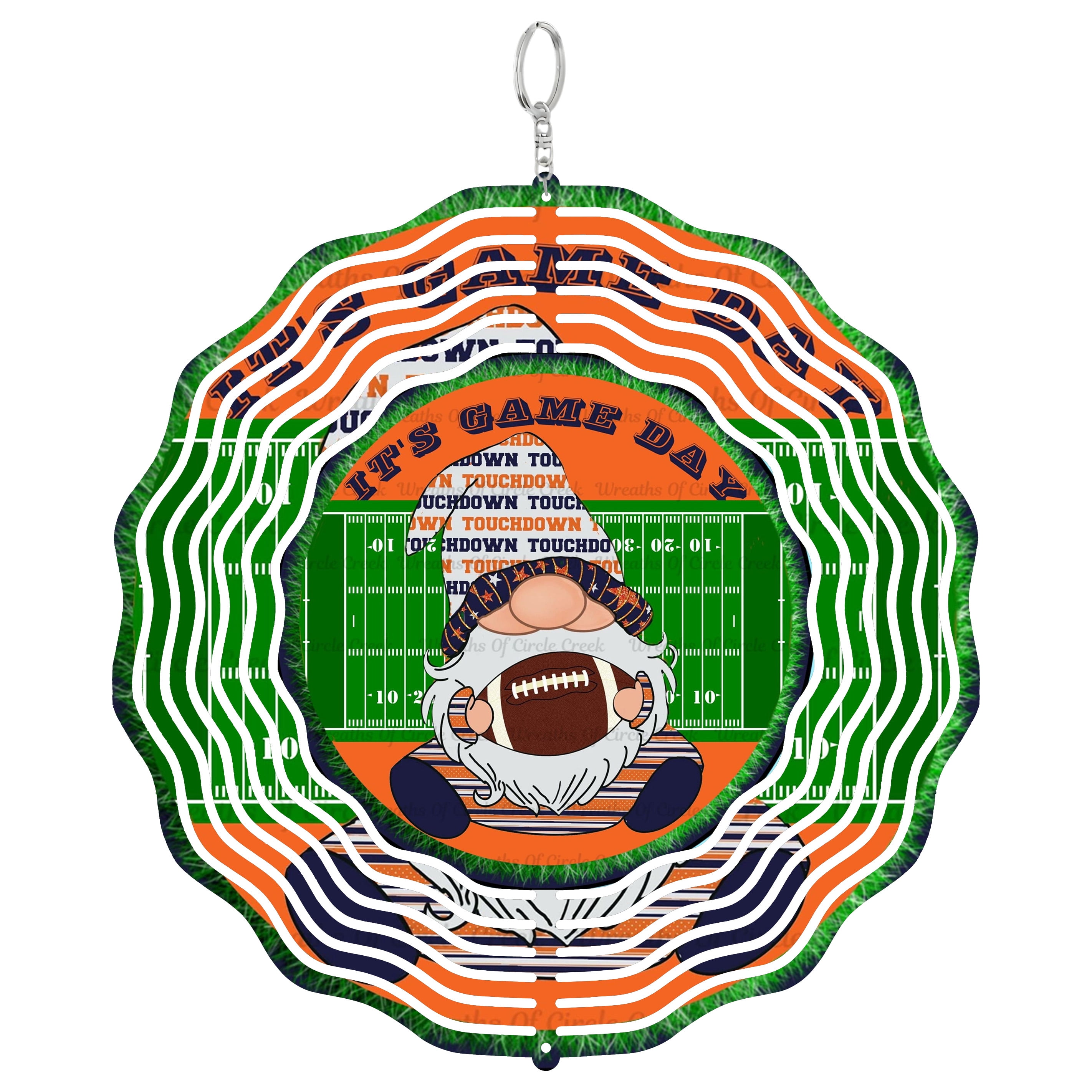 Football Field Touchdown Gnome 3D Wind Spinner Hanging, UV Printed ...