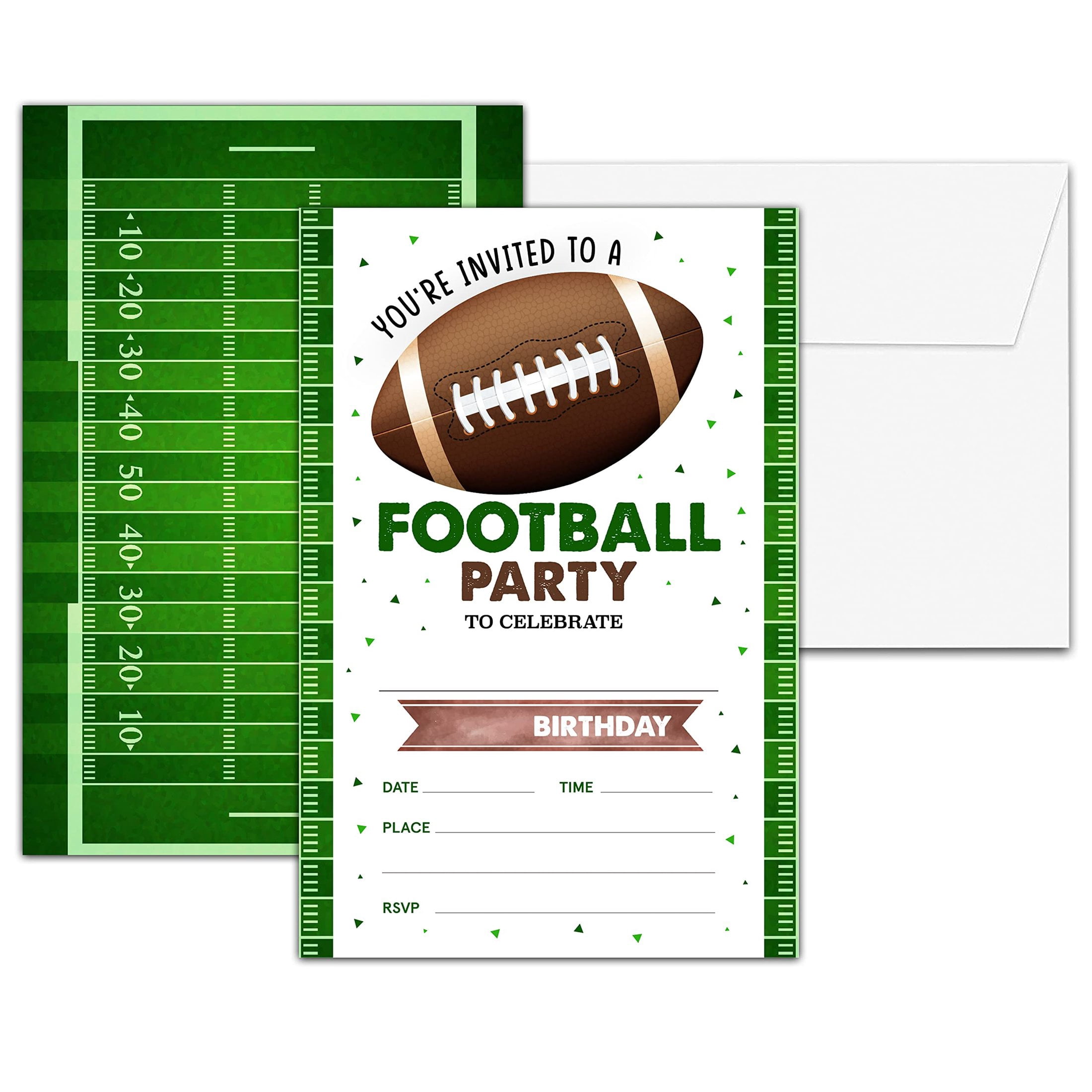 Football Fiesta Birthday Invites - Double-Sided Fill-In Cards for ...