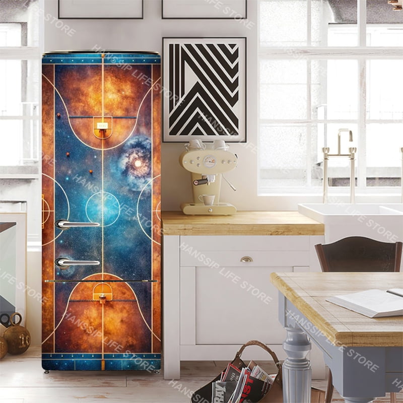 Football Fire Football Fire Sports Fridge Door Mural Cover Stickers ...