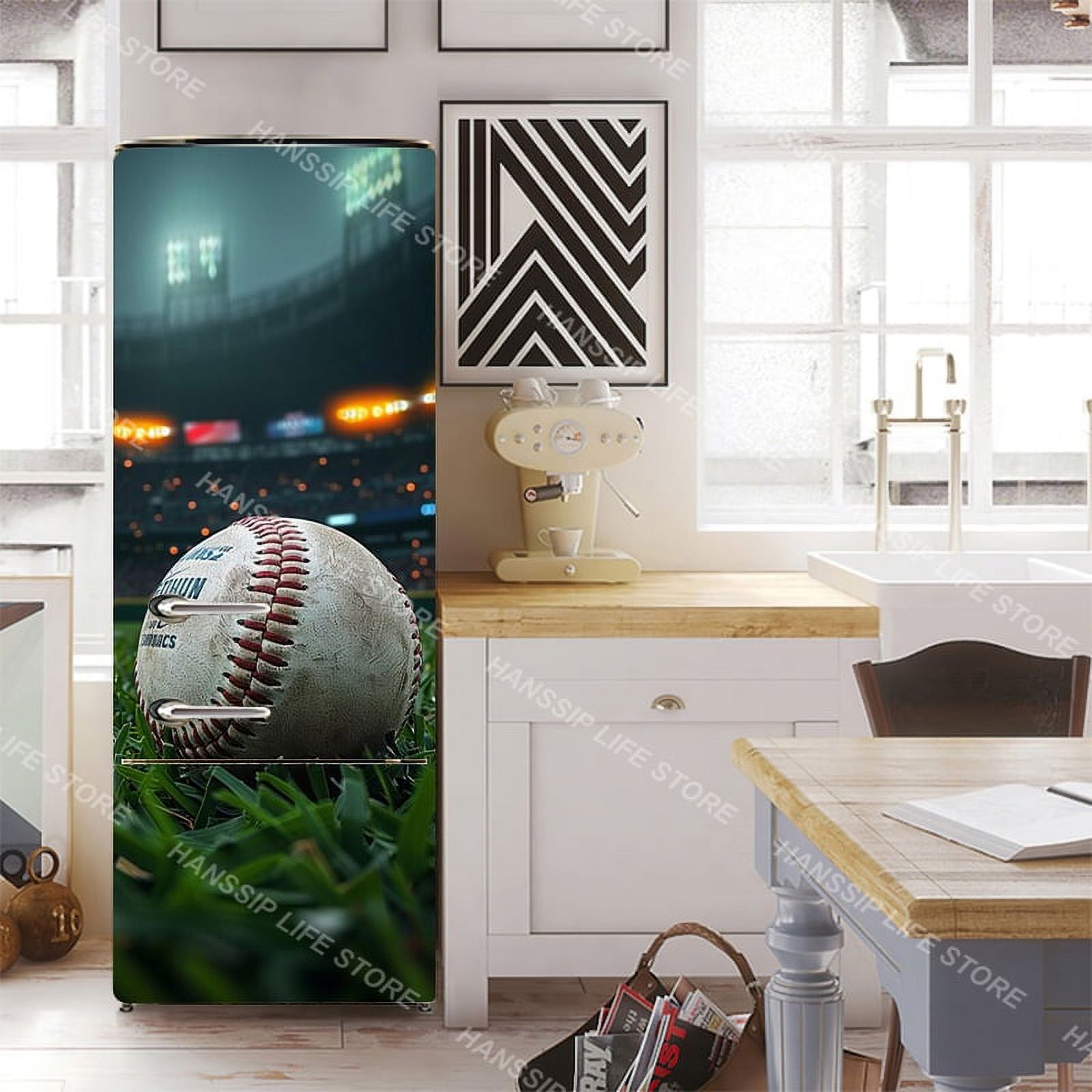 Football Fire Football Fire Sports Fridge Door Mural Cover Stickers ...