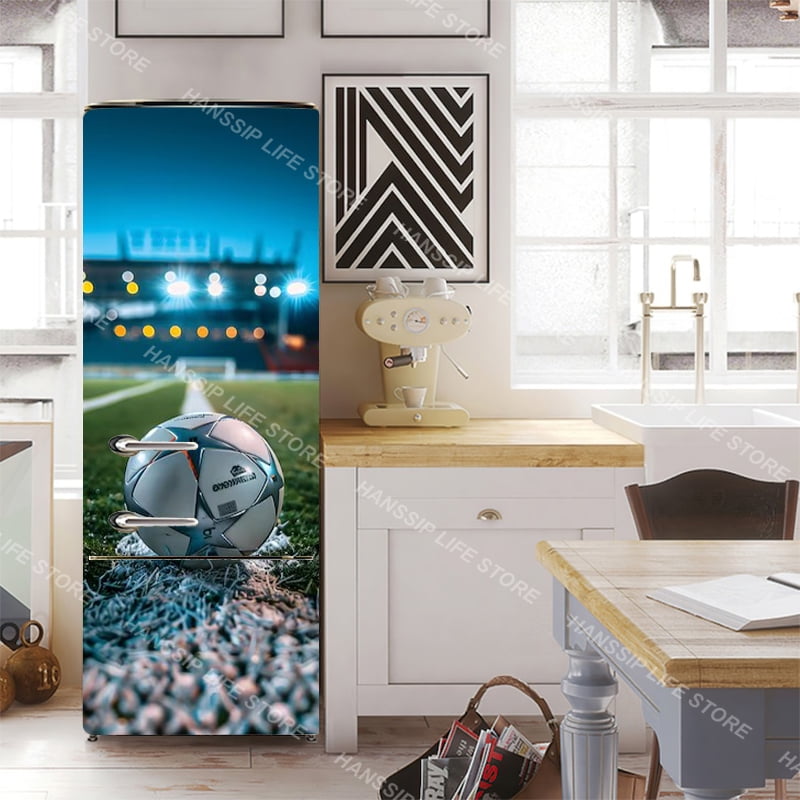 Football Fire Football Fire Sports Fridge Door Mural Cover Stickers ...