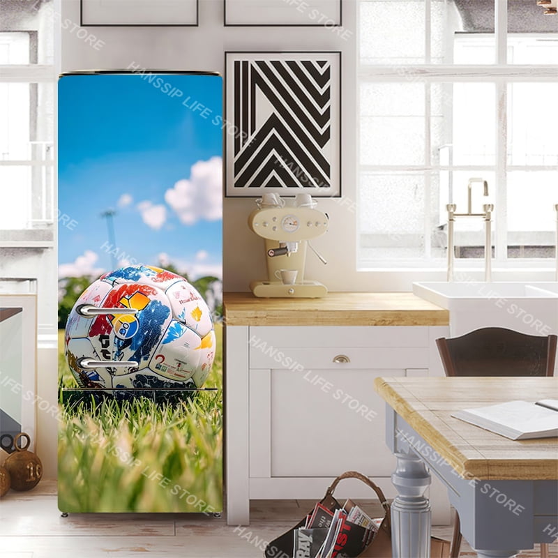 Football Fire Football Fire Sports Fridge Door Mural Cover Stickers ...