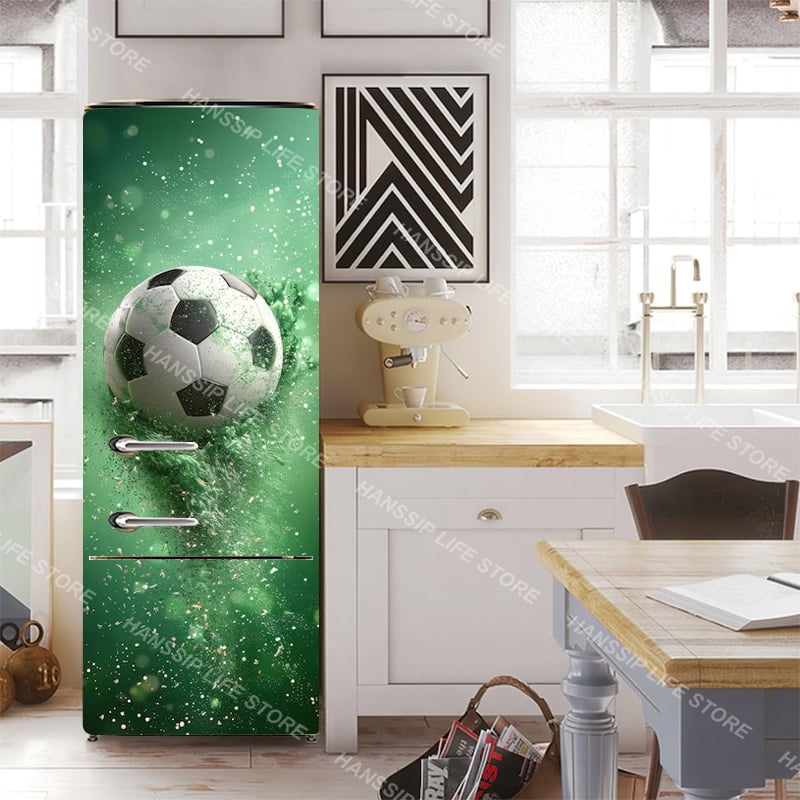 Football Fire Football Fire Sports Fridge Door Mural Cover Stickers ...