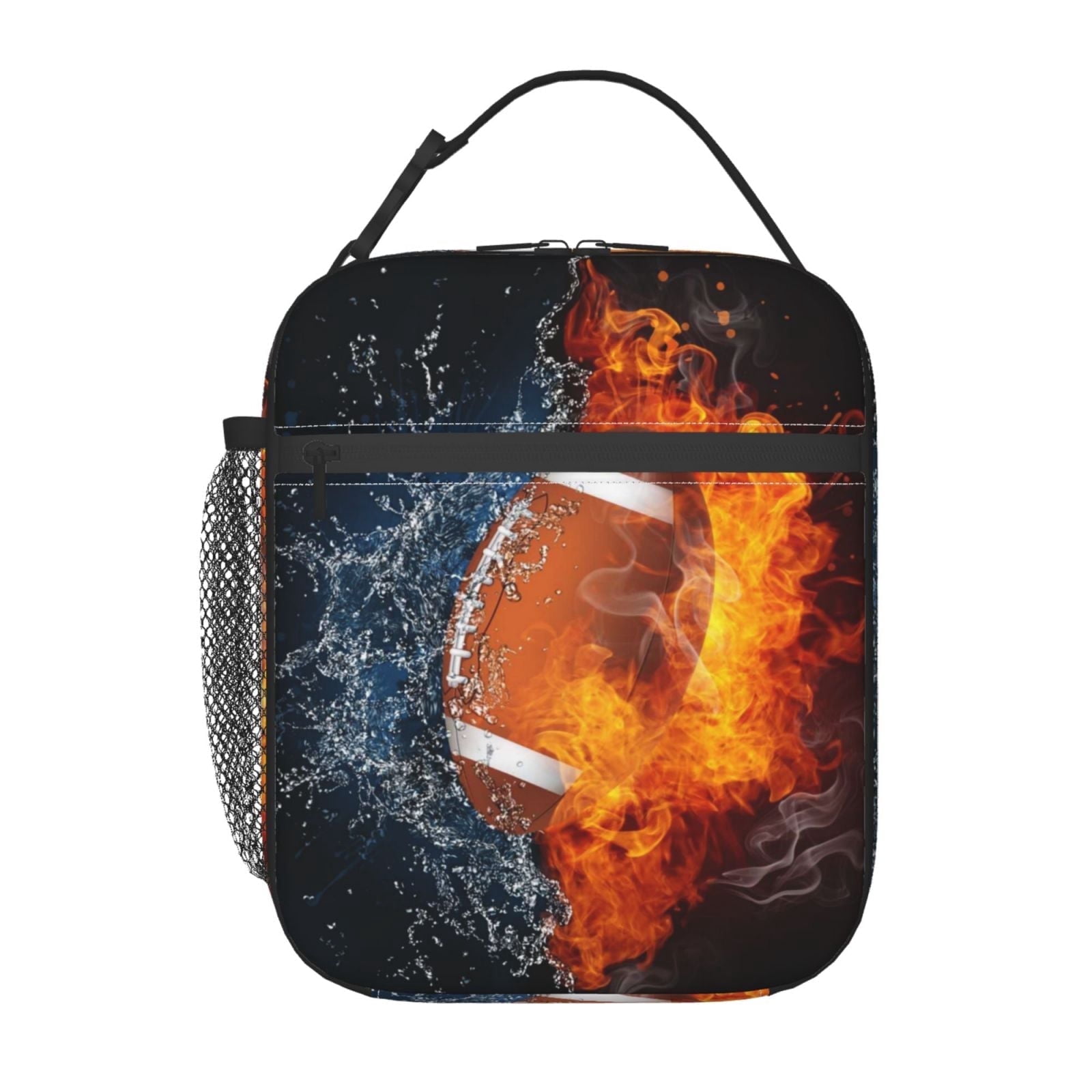 Football Fire Water Lunch Box Insulated Lunch Bag For Boys Girls,Ball ...