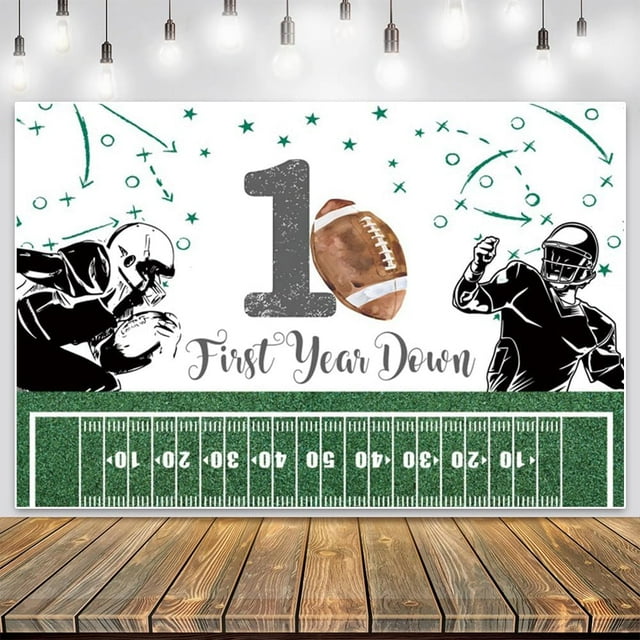 Football First Birthday Backdrop 1st Year Down Birthday Background Game ...