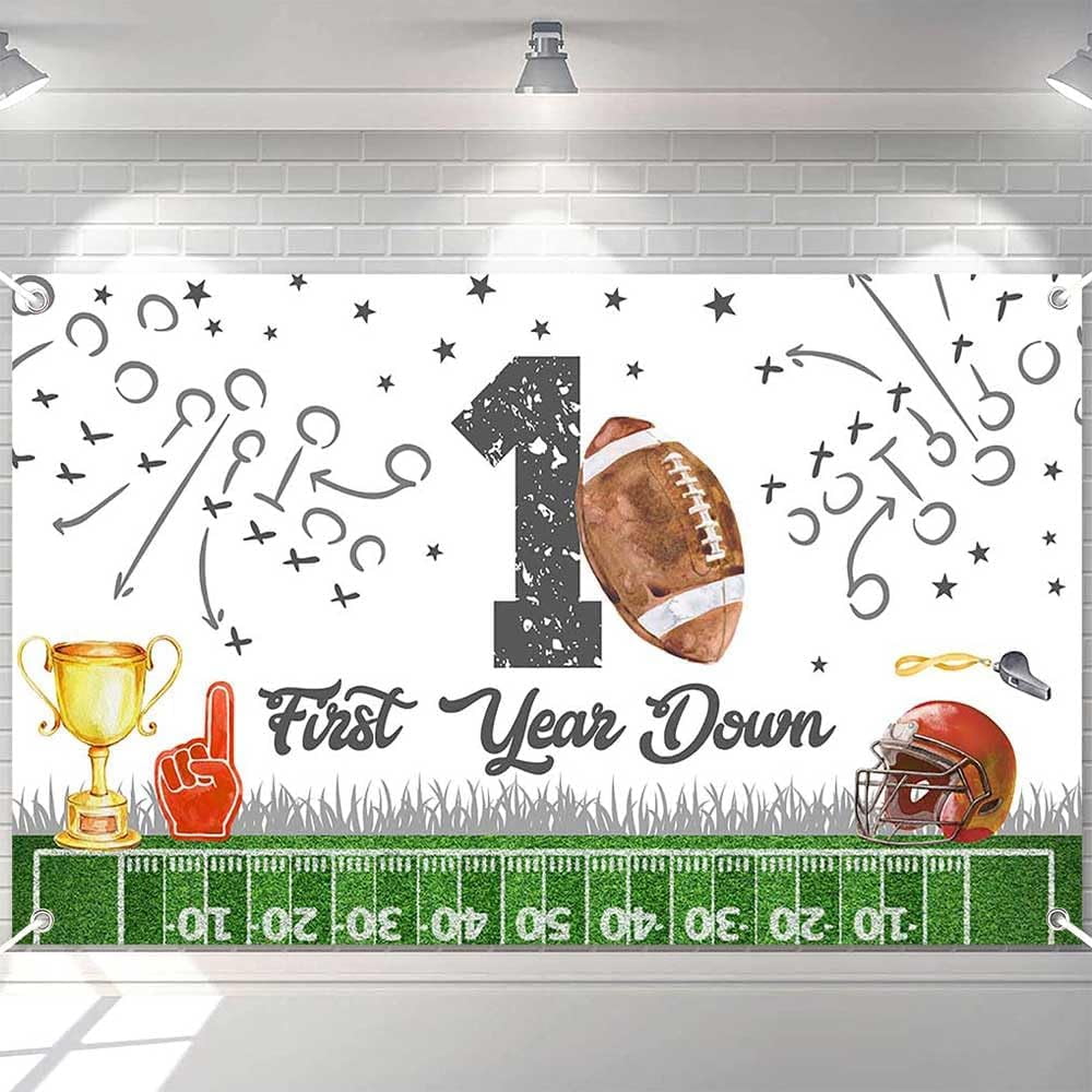 Football First Birthday Banner - It's Game Time Photo Background for ...