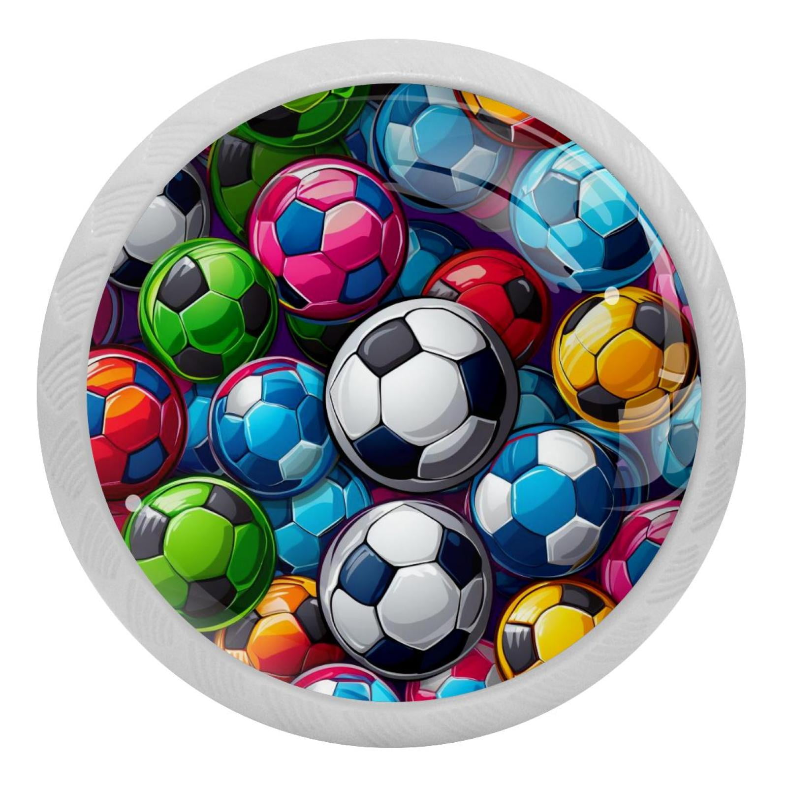 Football Fluorescent Drawer Pulls with Screws - Round 4-Pack Glow-in ...