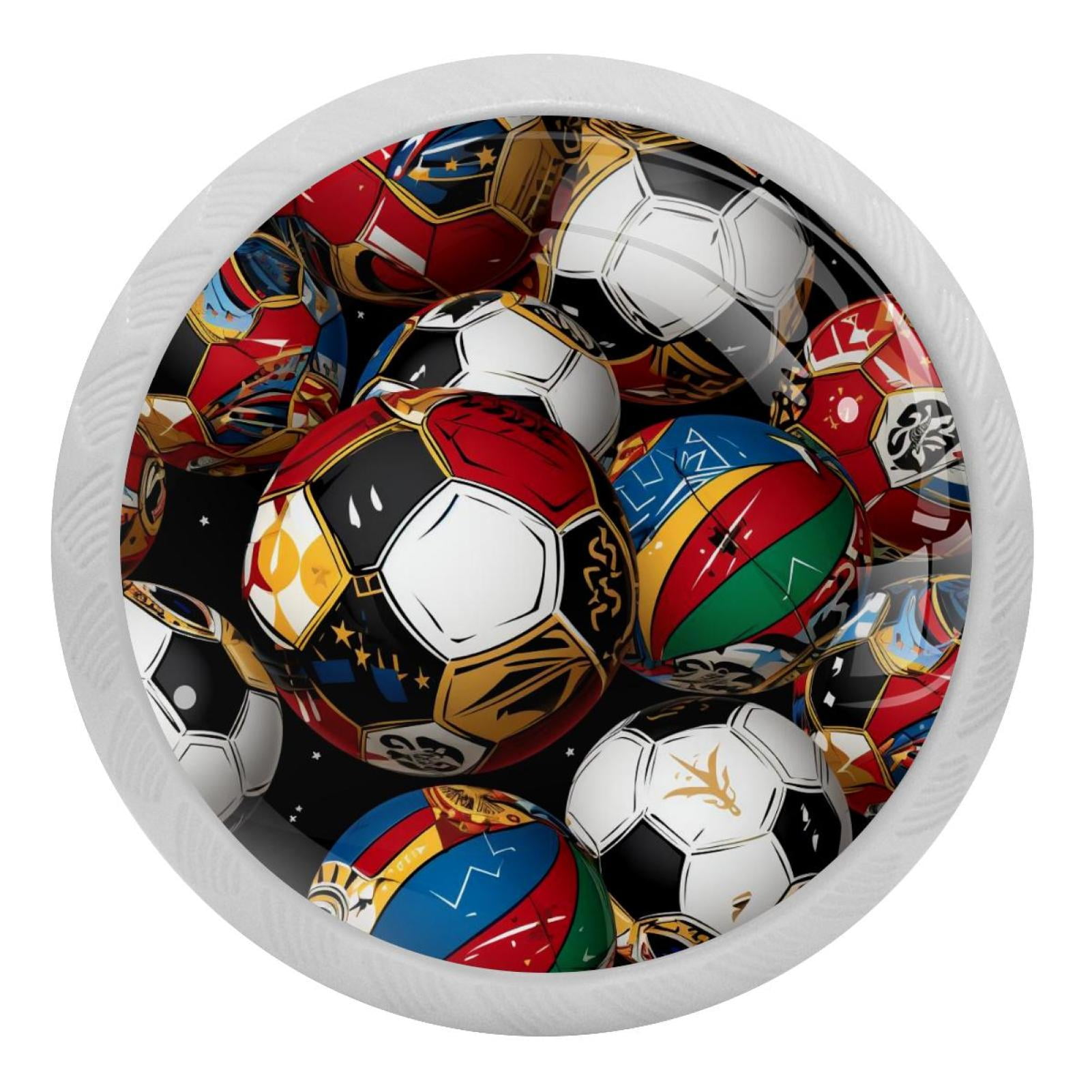 Football Fluorescent Drawer Pulls with Screws - Round 4-Pack Glow-in ...