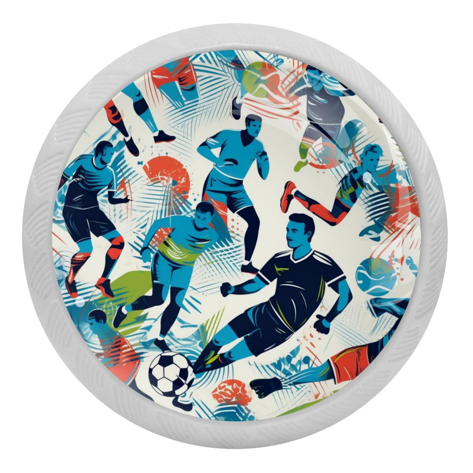 Football Fluorescent Drawer Pulls with Screws - Round 4-Pack - Glow-in ...