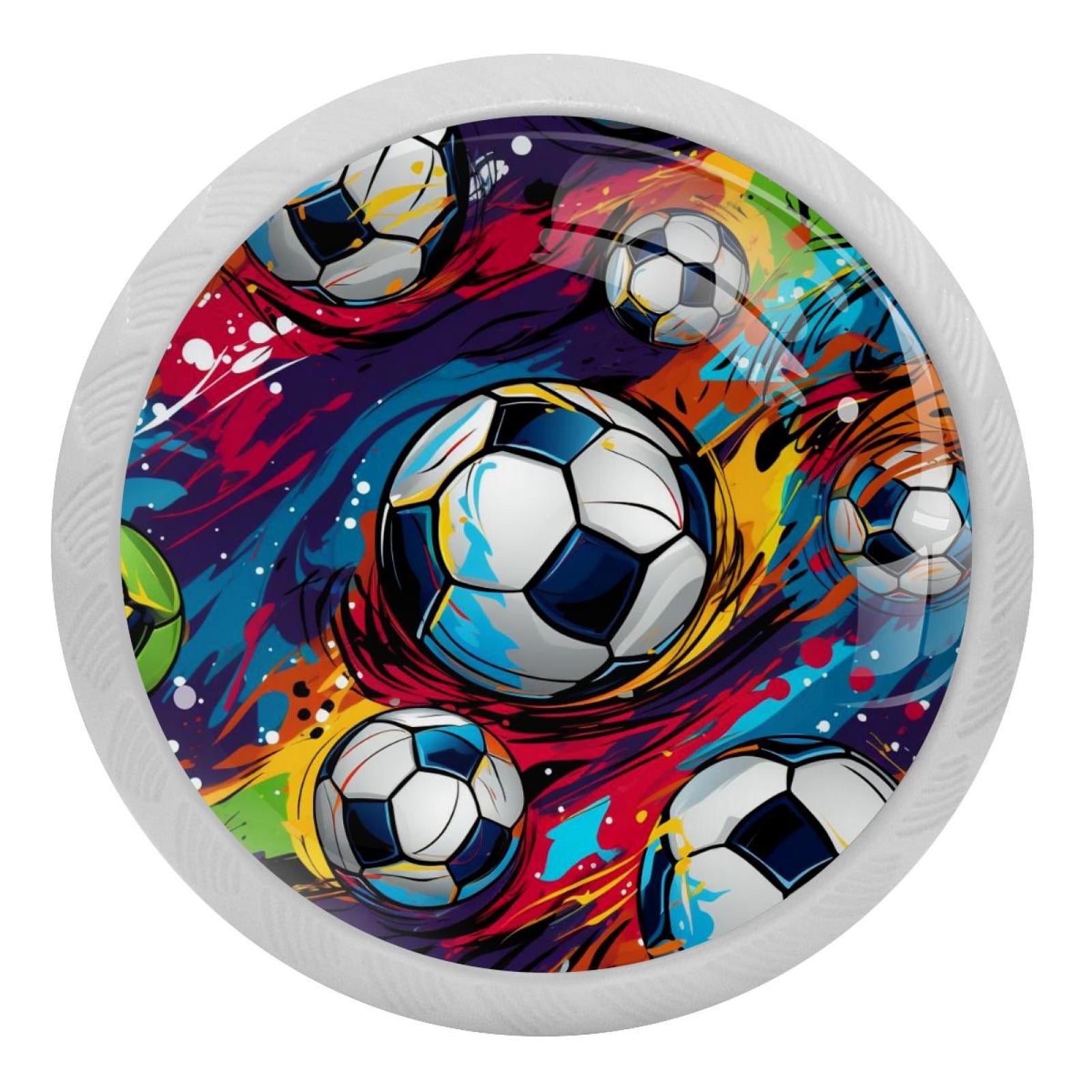 Football Fluorescent Drawer Pulls with Screws: Round 4-Pack Glow-in-the ...