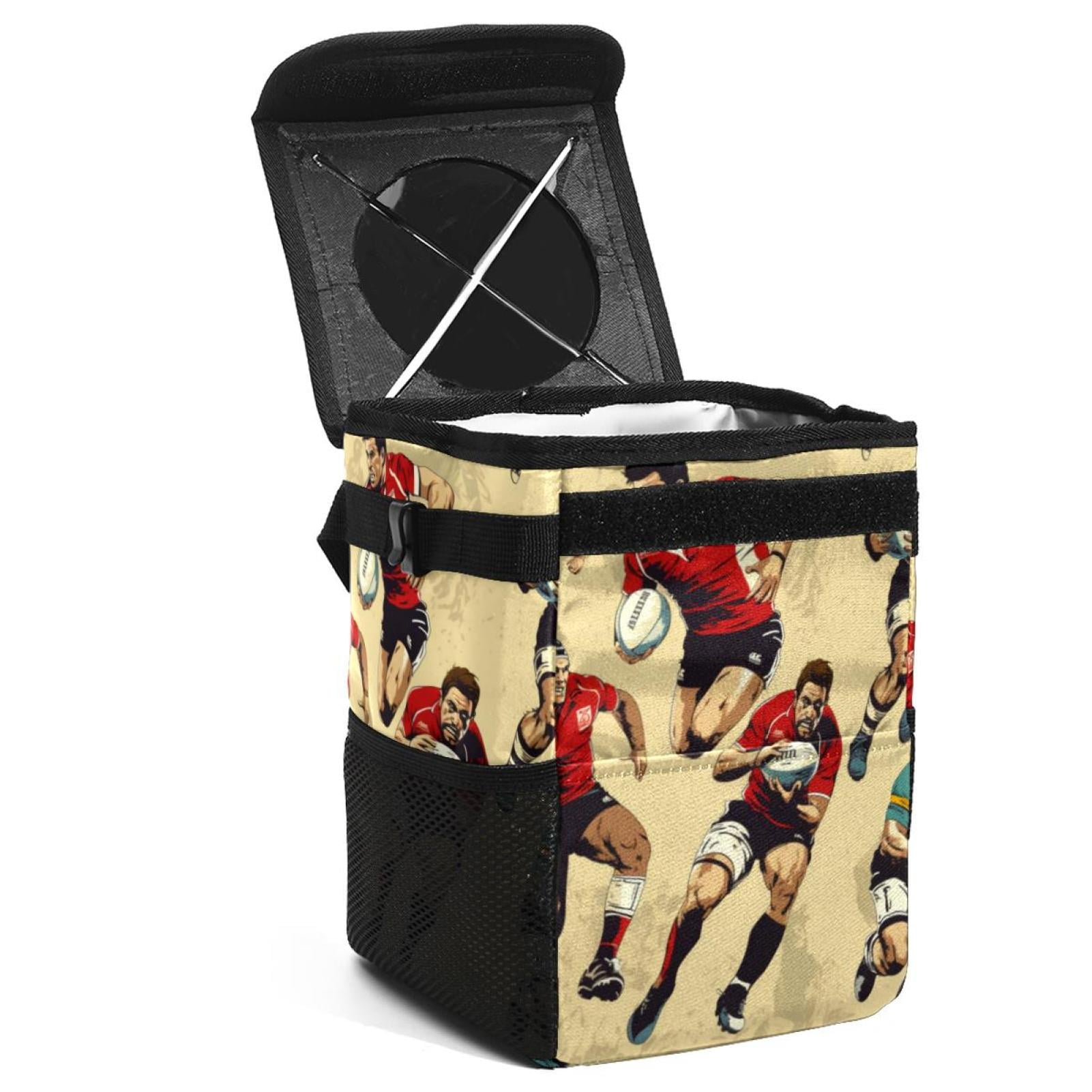 Football Foldable Car Garbage Can with Lid, Leak-Proof Mini Trash Can ...