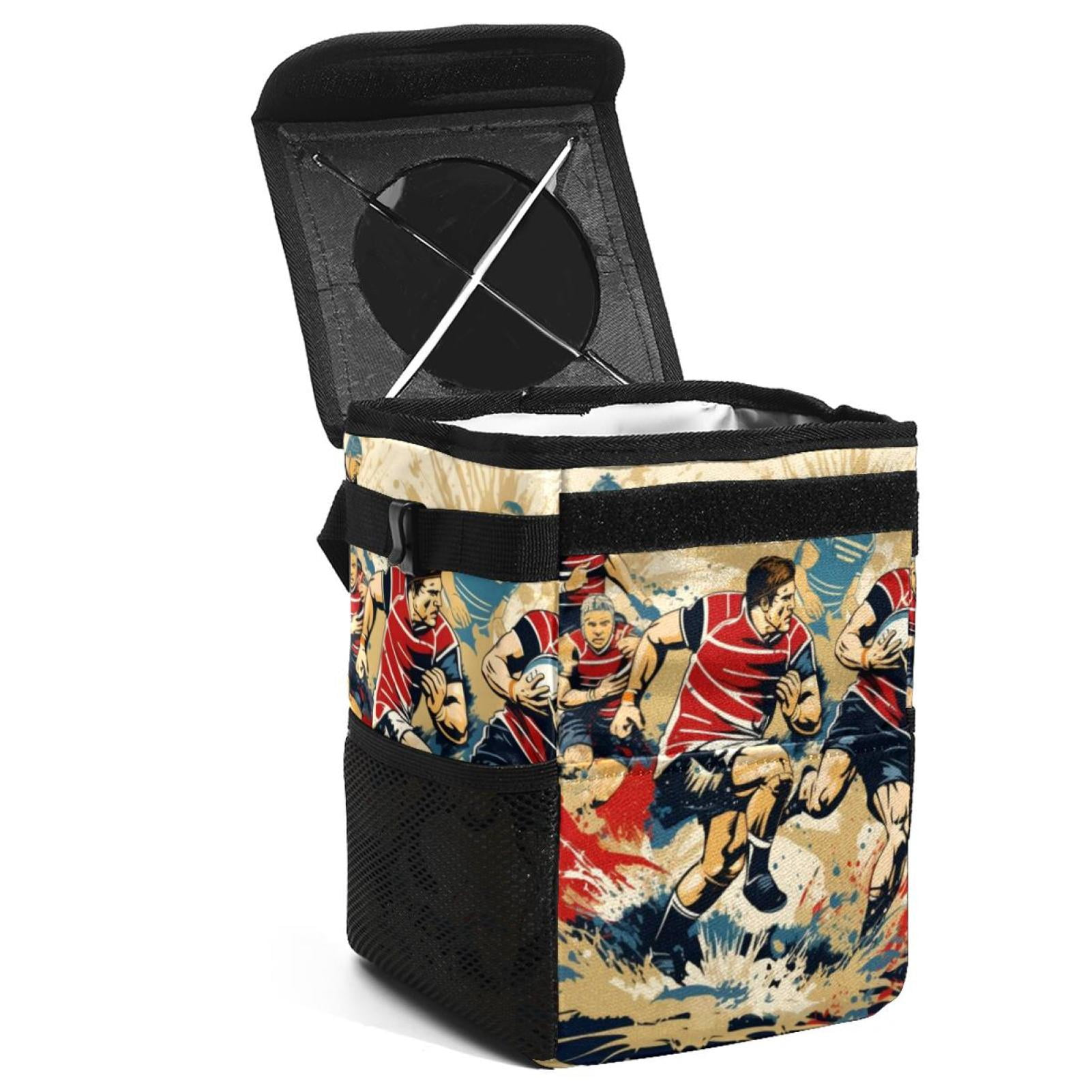 Football Foldable Car Garbage Can with Lid, Leak-Proof, and Hanging ...