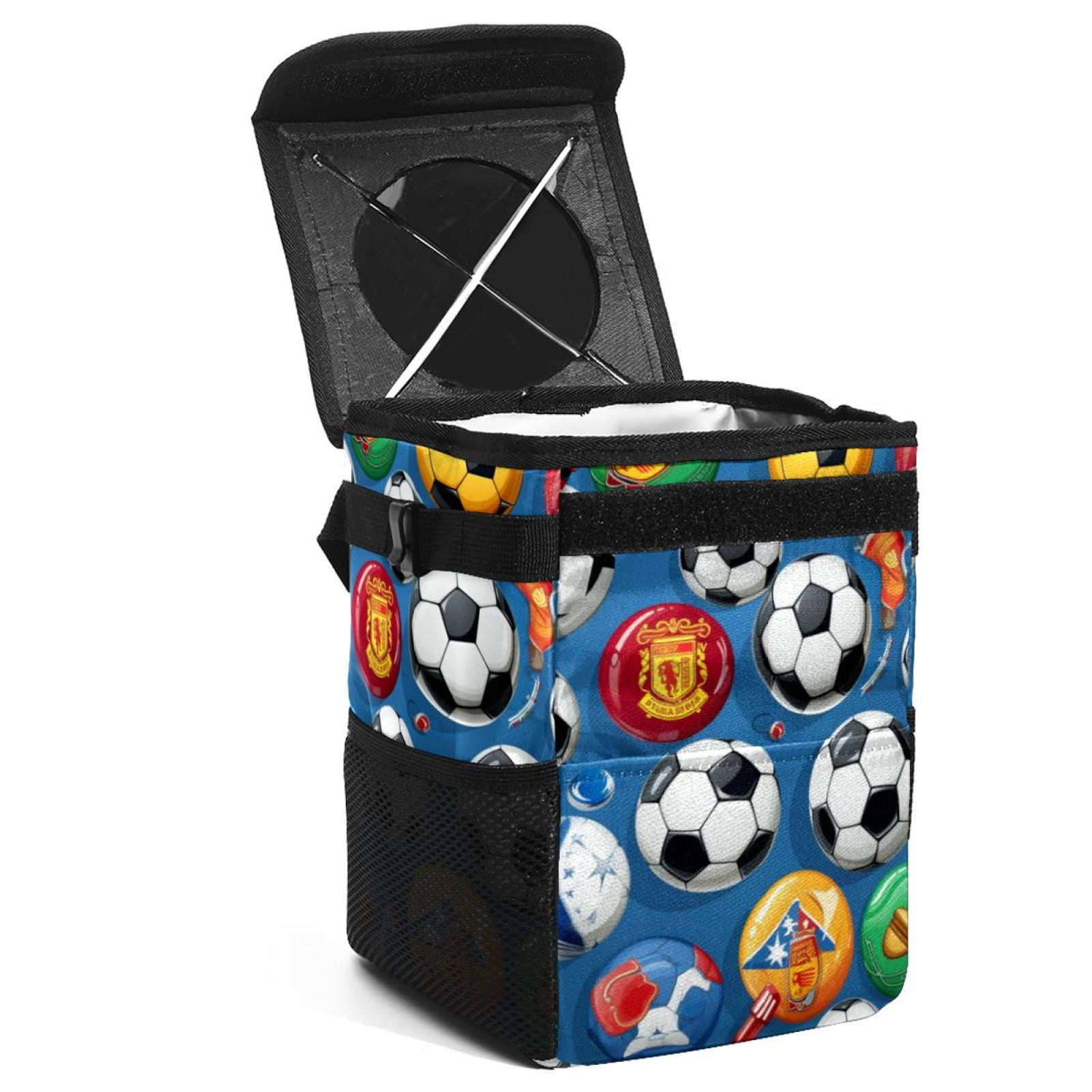 Football Foldable Car Trash Bin with Lid, Leak-Proof, Hanging Storage ...