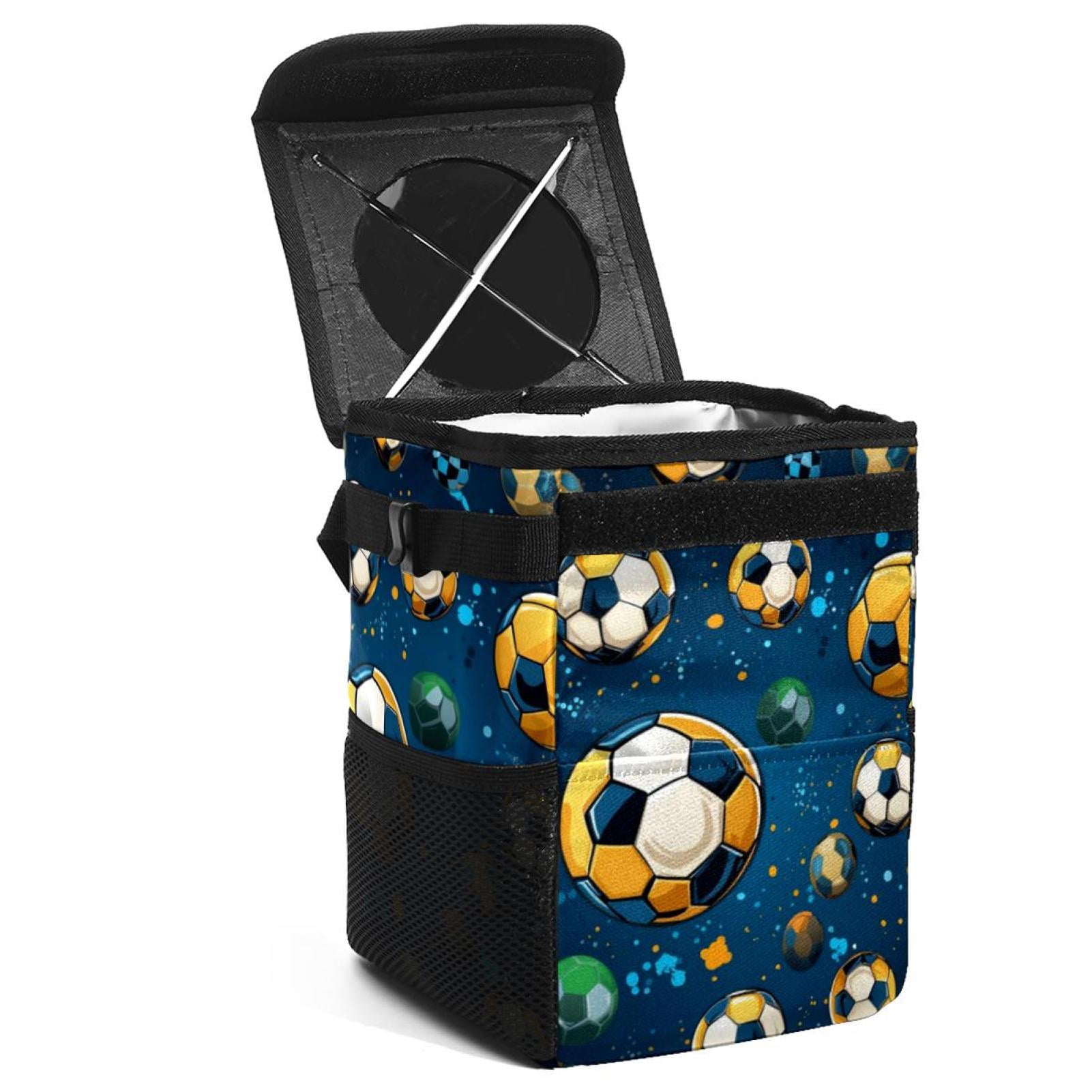 Football Foldable Car Trash Bin with Lid, Leak-Proof, Hanging Storage ...