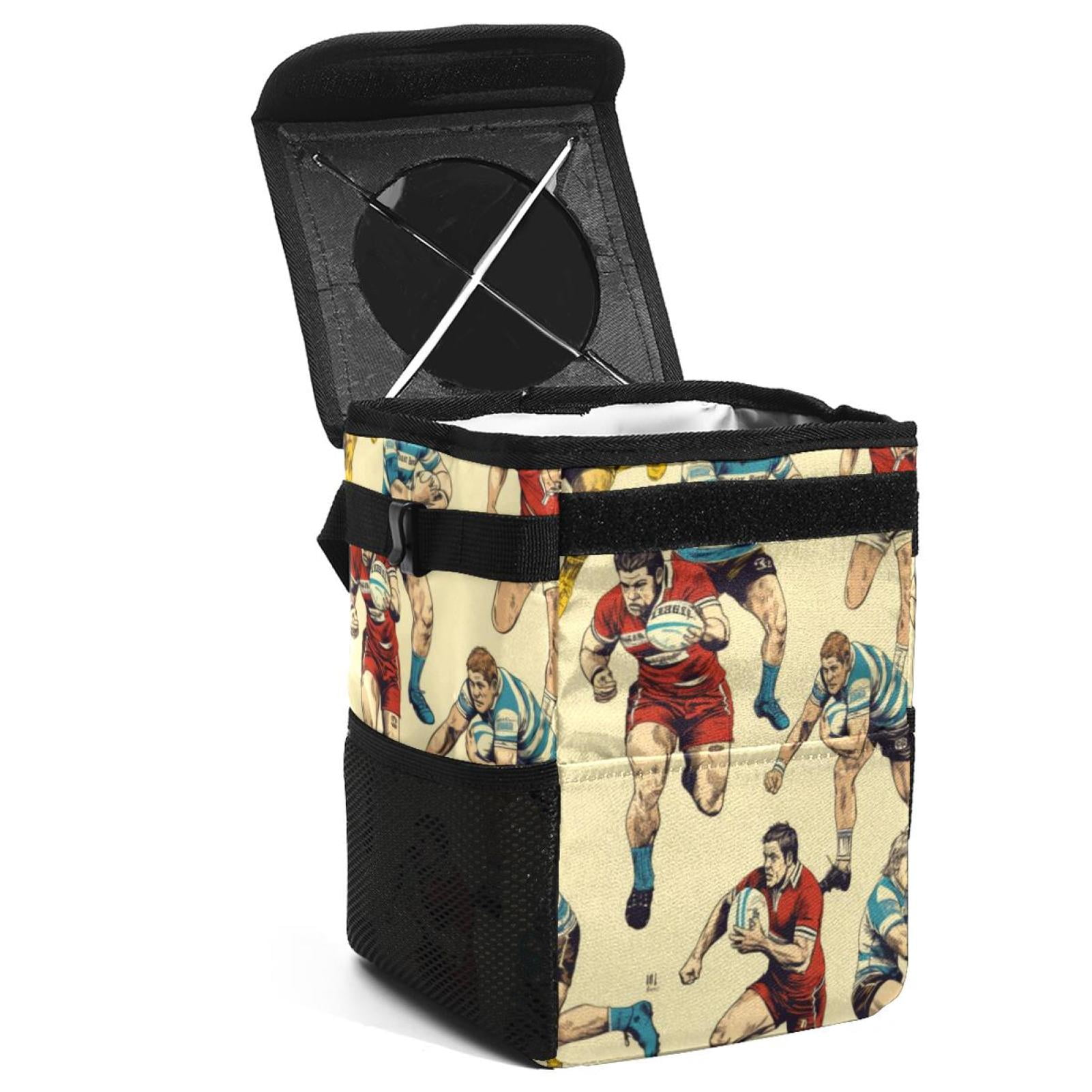 Football Foldable Car Trash Bin with Lid, Leak-Proof Mini Trash Can ...