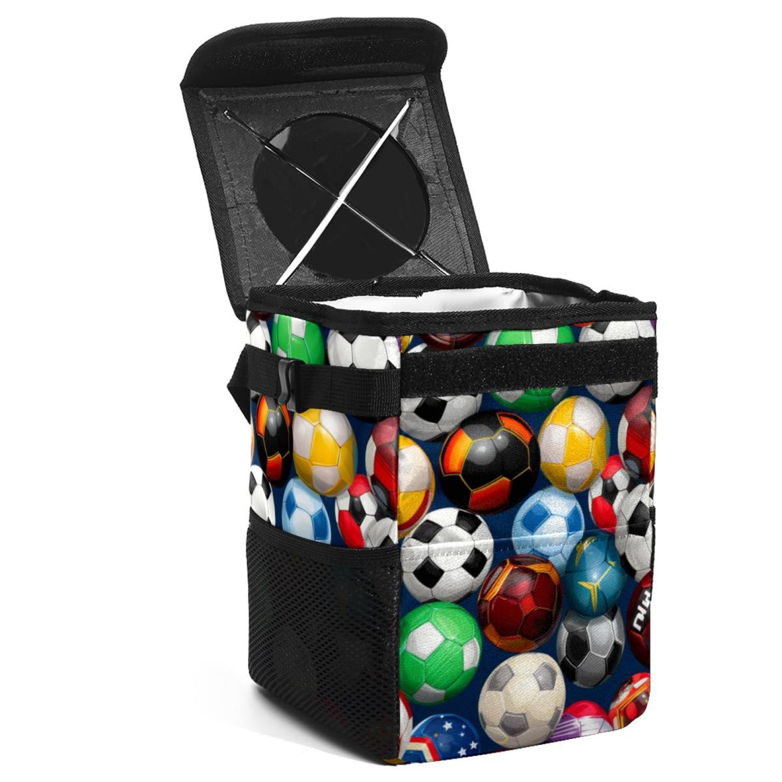 Football Foldable Car Trash Bin with Lid, Leak-proof Mini Trash Can ...