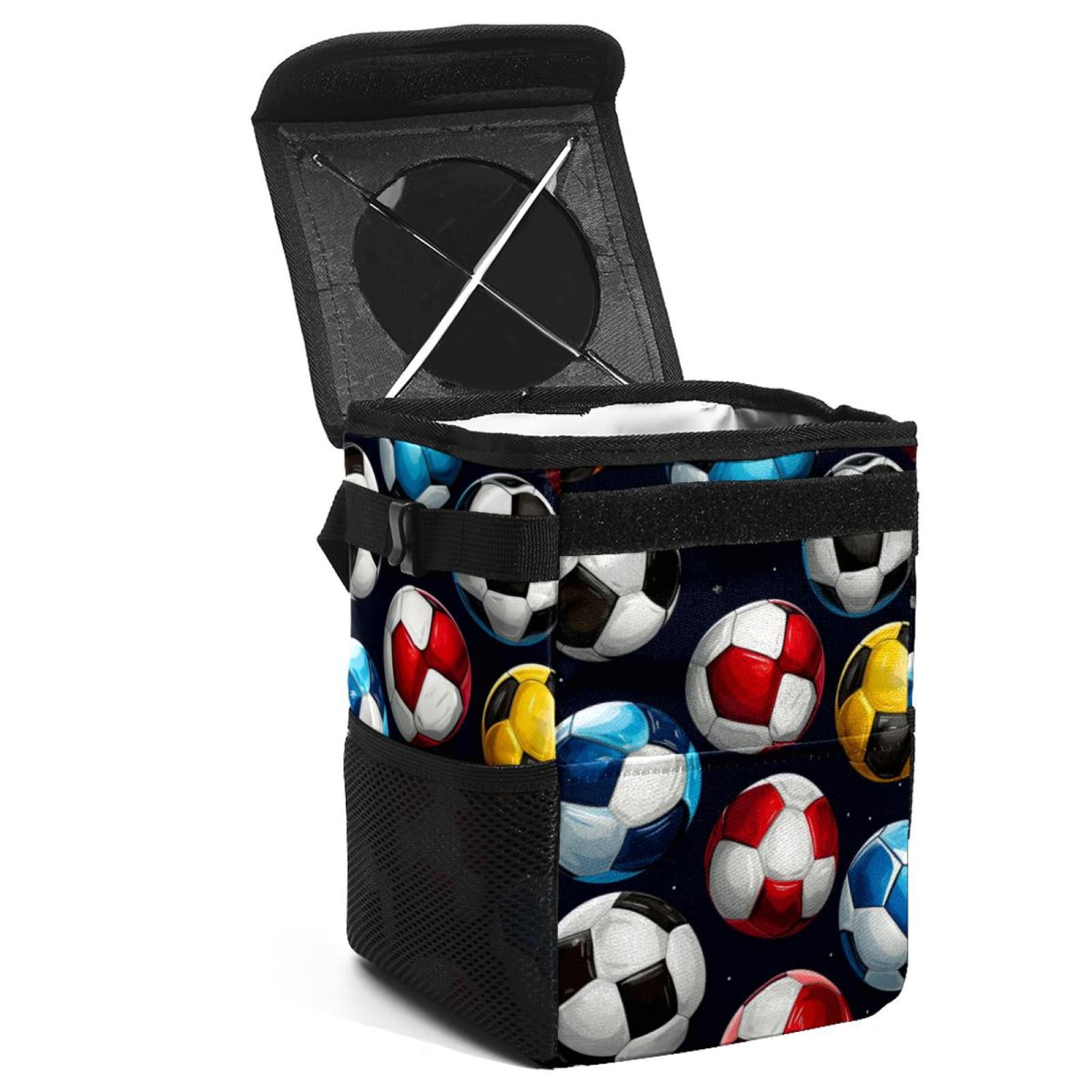 Football Foldable Car Trash Bin with Lid, Leak-proof Mini Trash Can ...