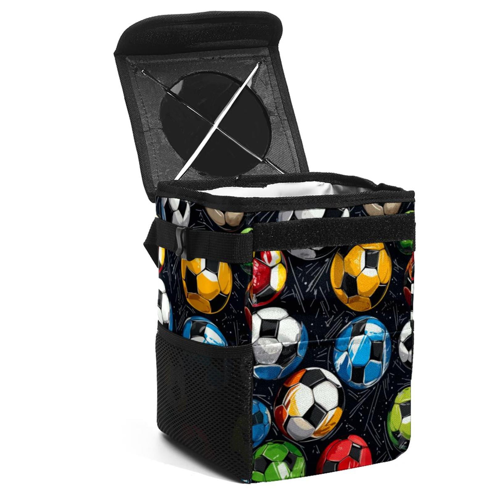 Football Foldable Car Trash Bin with Lid, Leak-proof Mini Trash Can for ...