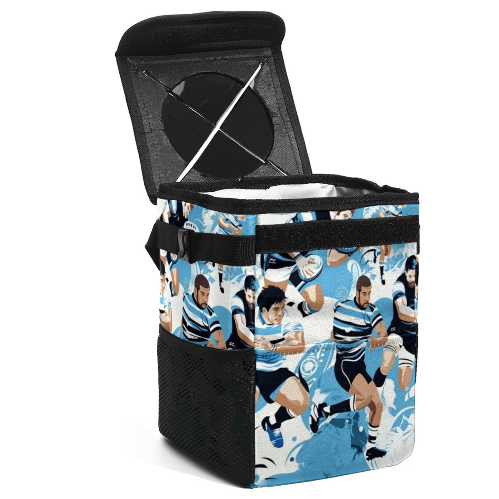 Football Foldable Car Trash Bin with Lid, Leak-proof Mini Trash Can for ...