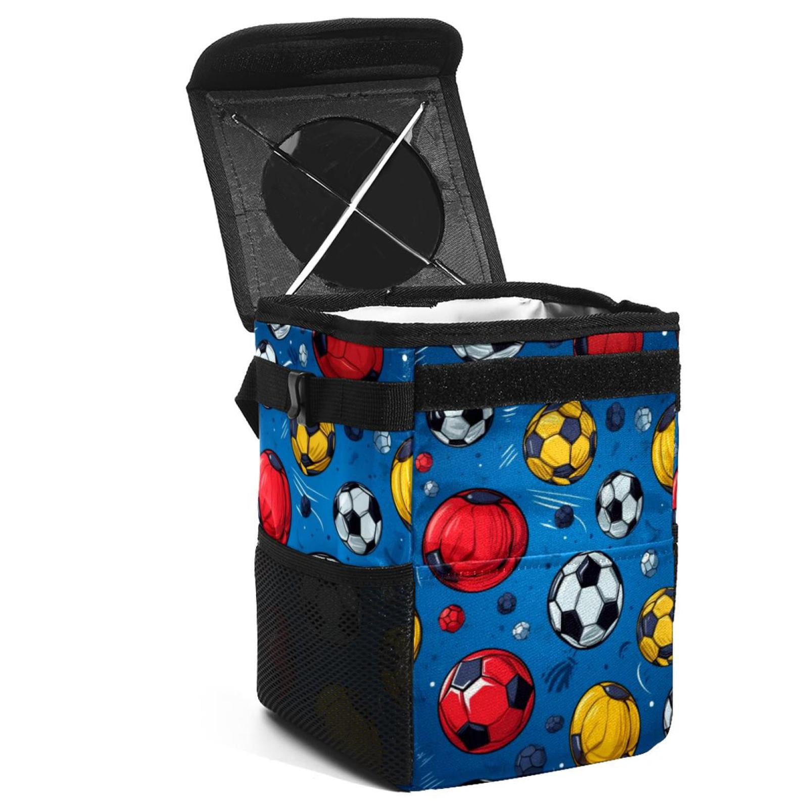 Football Foldable Car Trash Bin with Lid and Leak-Proof Mini Trash Can ...
