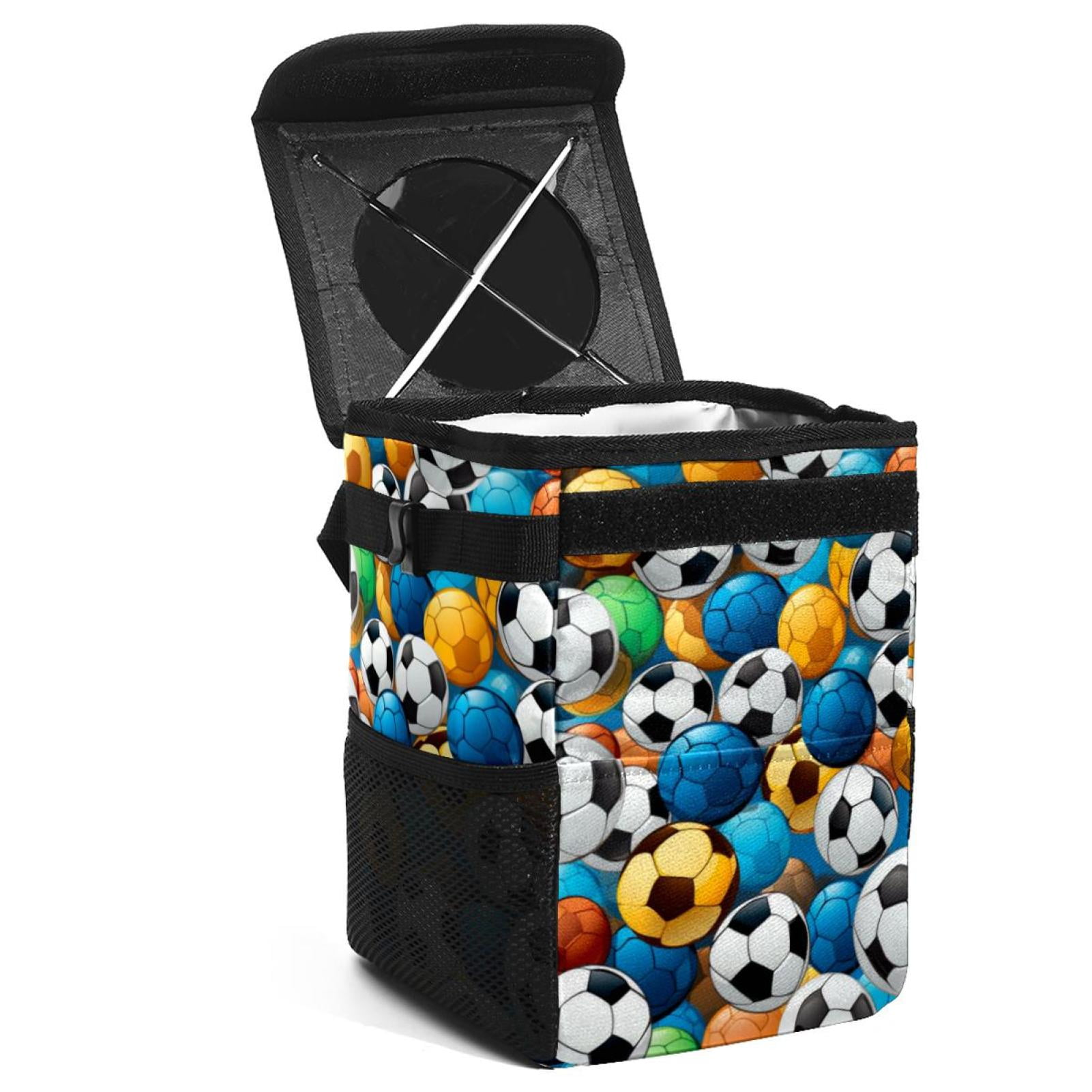 Football Foldable Car Trash Bin with Lid and Leak-Proof Mini Trash Can ...