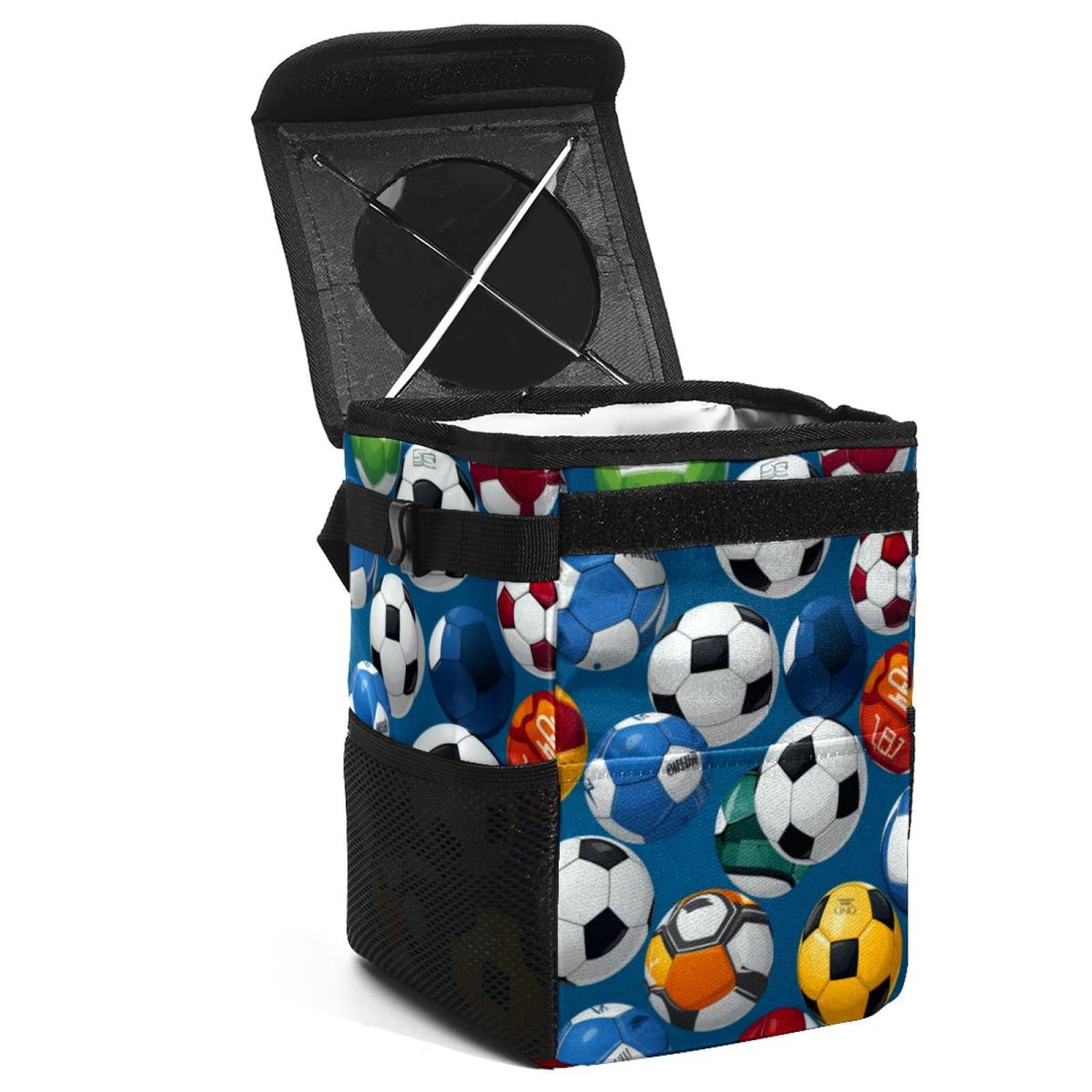 Football Foldable Car Trash Bin with Lid and Leak-Proof Mini Trash Can ...