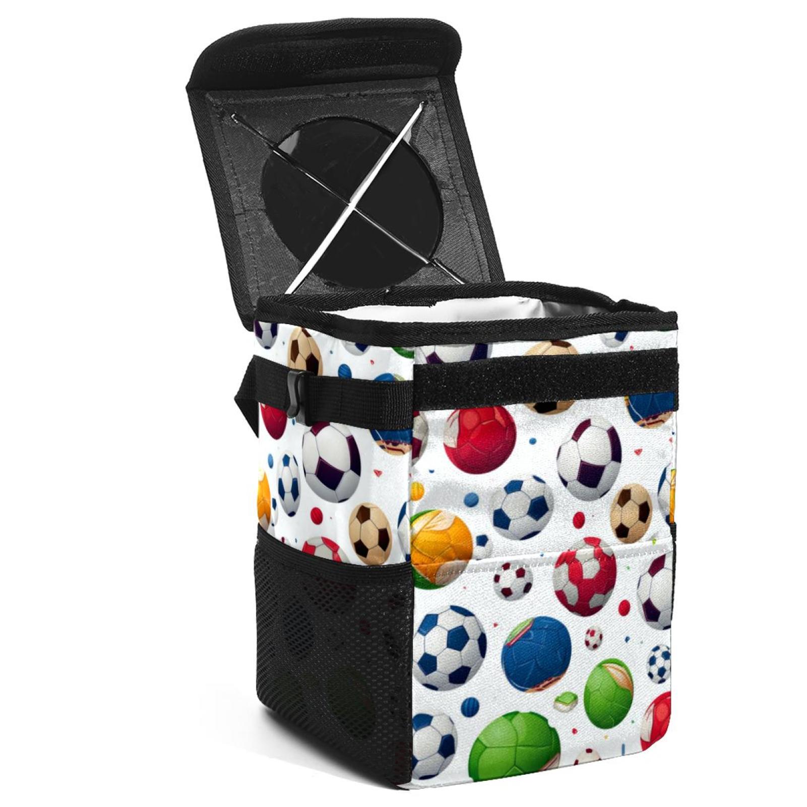 Football Foldable Car Trash Bin with Lid and Leak-proof Hanging Storage ...