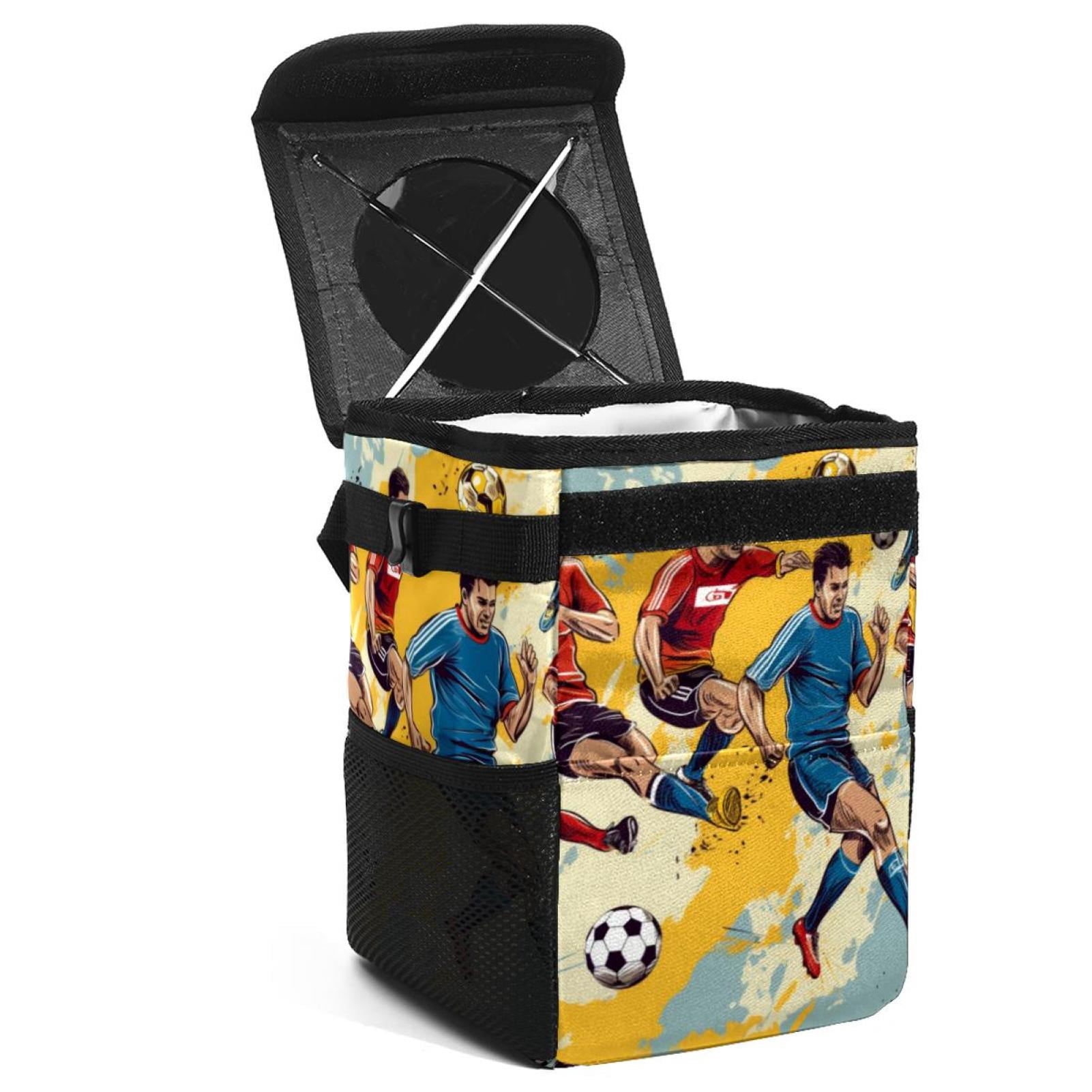 Football Foldable Car Trash Bin with Lid and Leak-proof Hanging Storage ...