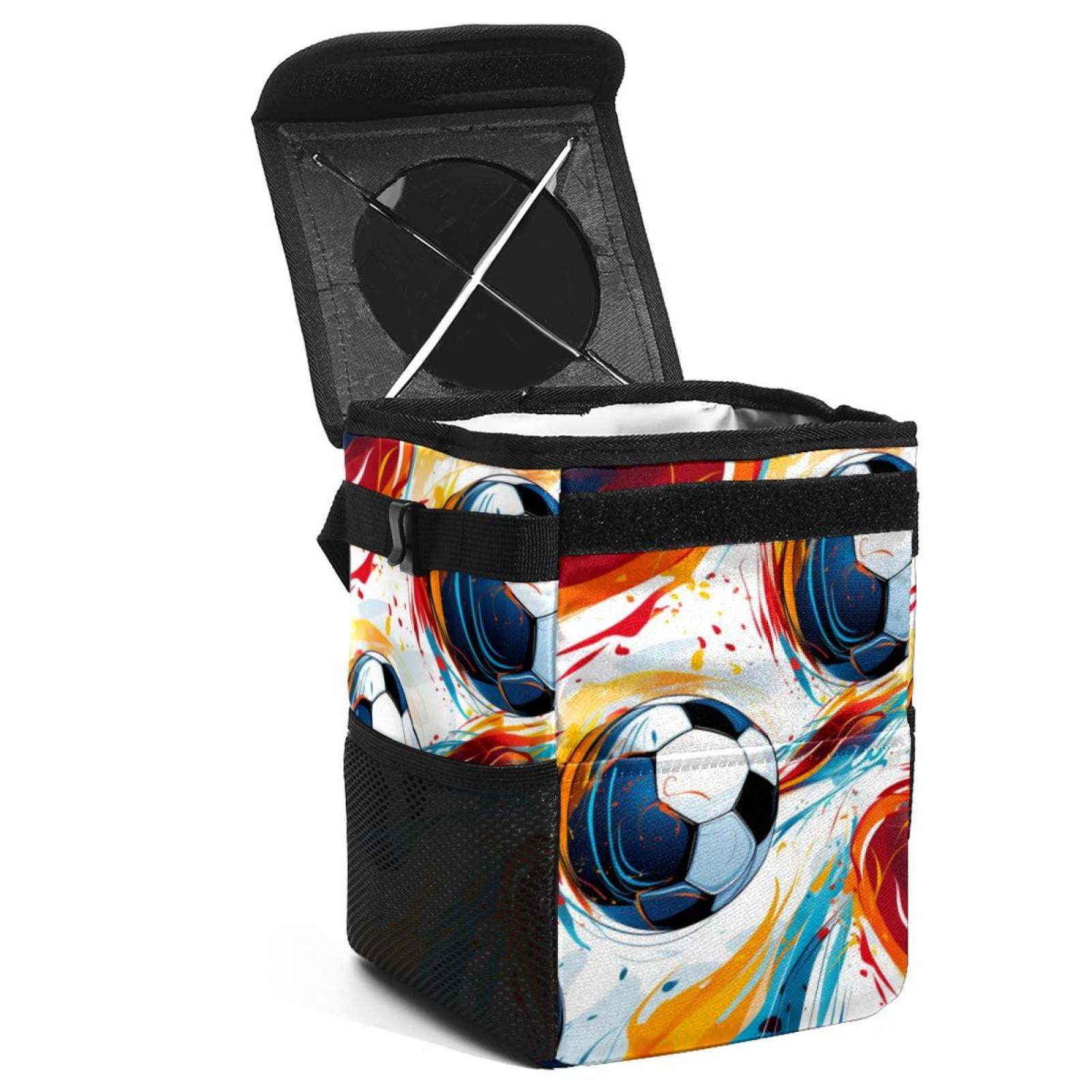 Football Foldable Car Trash Bin with Lid and Leak-proof Hanging Storage ...