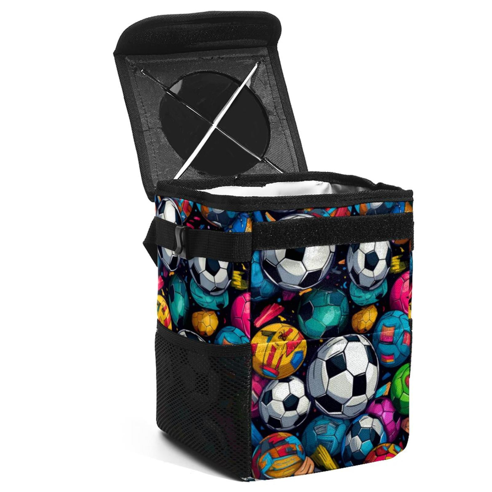 Football Foldable Car Trash Can Mini Trash Can with Lid Leak-Proof Car ...