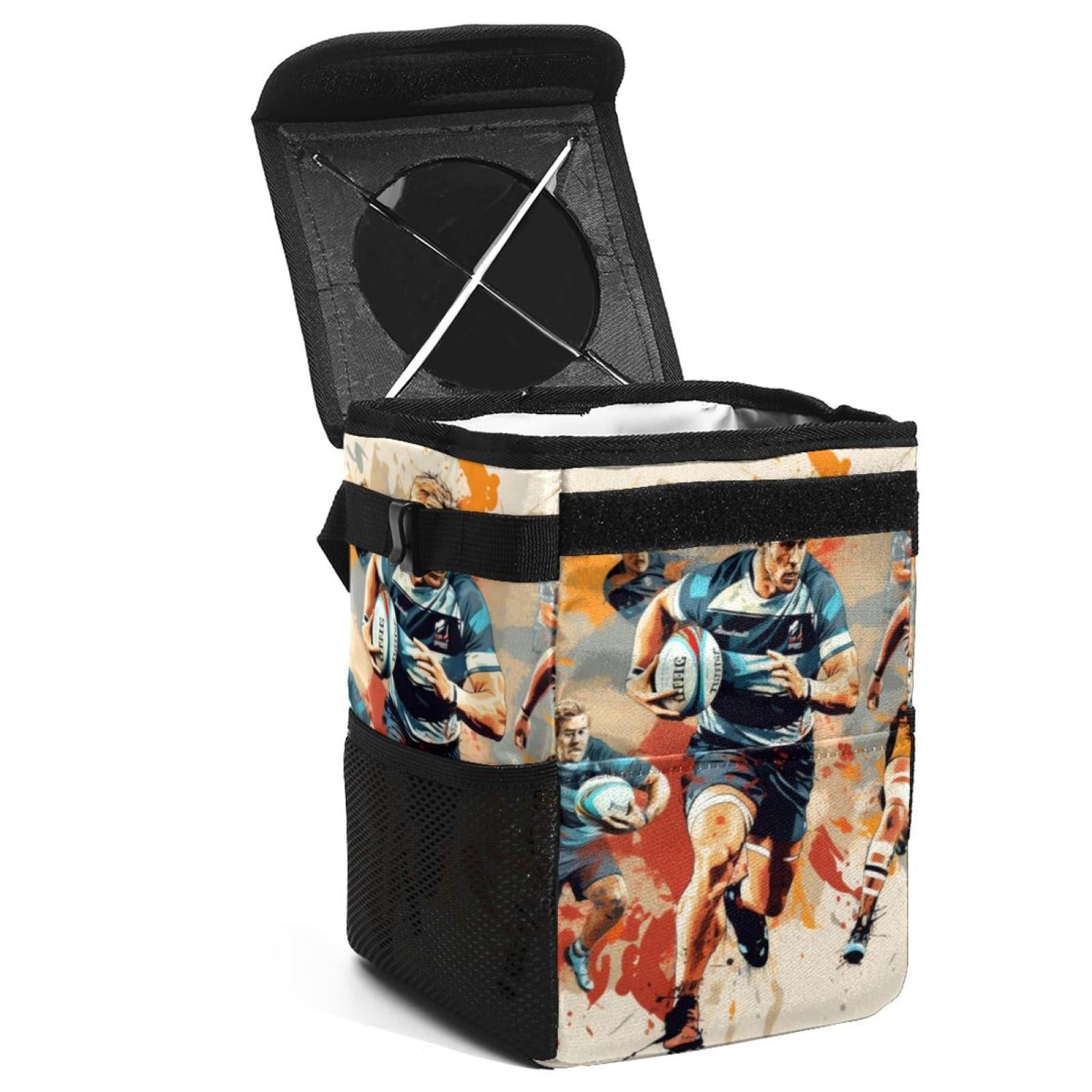 Football Foldable Car Trash Can Mini Trash Can with Lid Leak-Proof Car ...