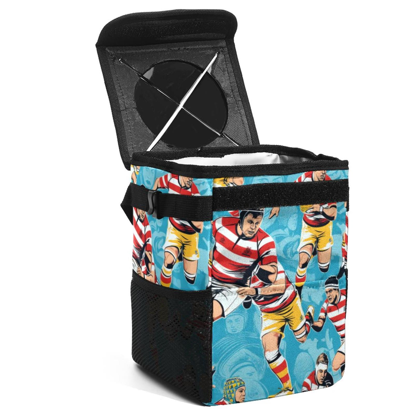 Football Foldable Car Trash Can with Lid, Leak-Proof Car Trash Bin ...