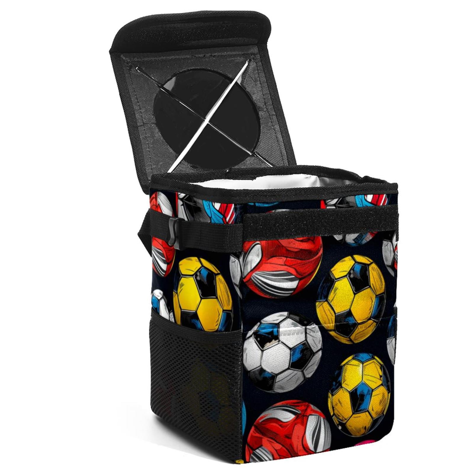 Football Foldable Car Trash Can with Lid, Leak-Proof Car Trash Bin ...