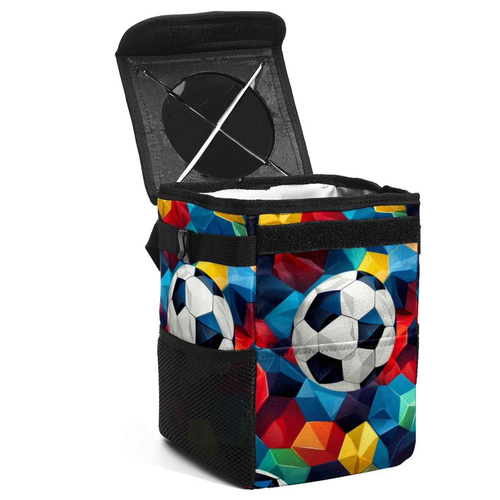 Football Foldable Car Trash Can with Lid, Leak-Proof Mini Trash Can ...