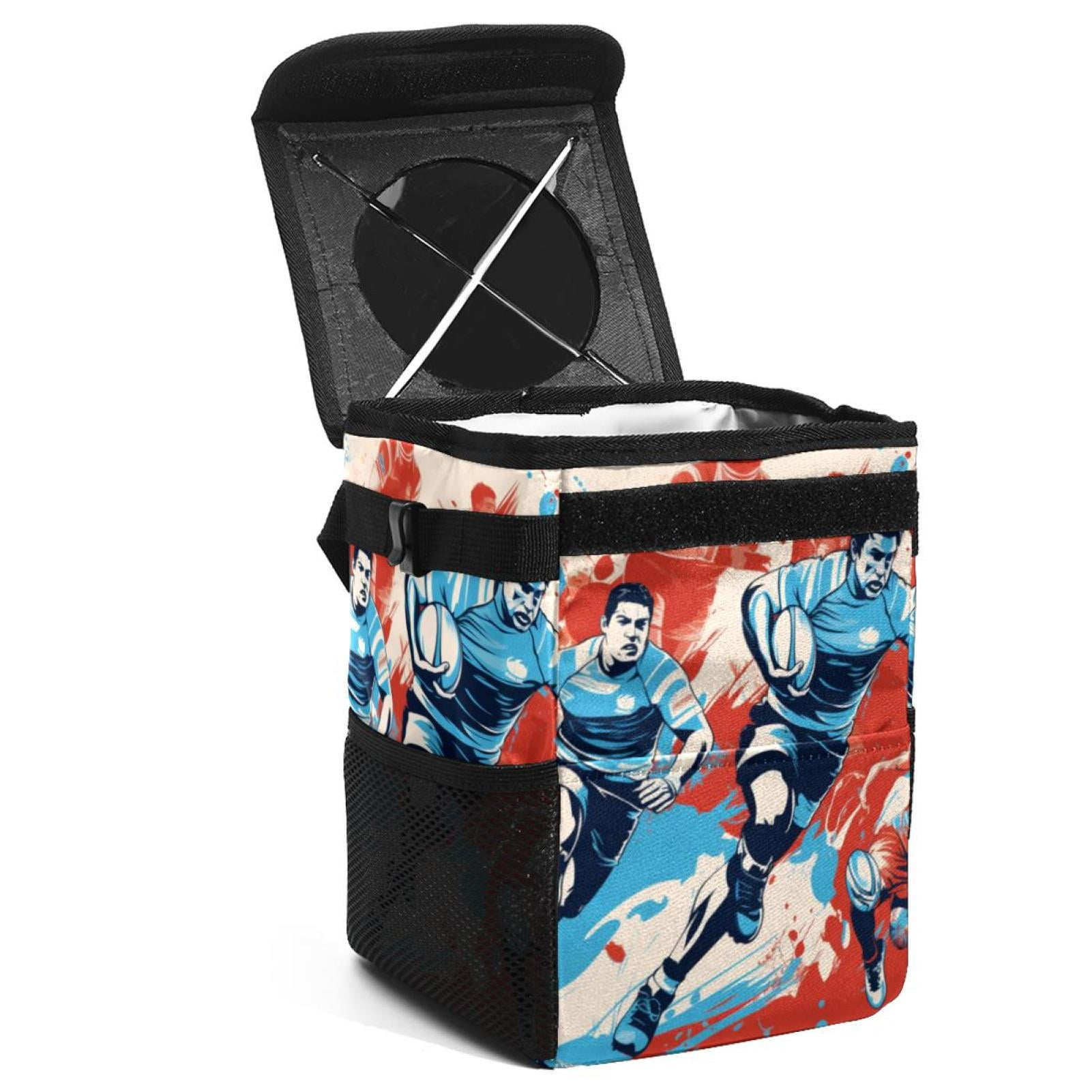 Football Foldable Car Trash Can with Lid, Leak-Proof, and Hanging ...